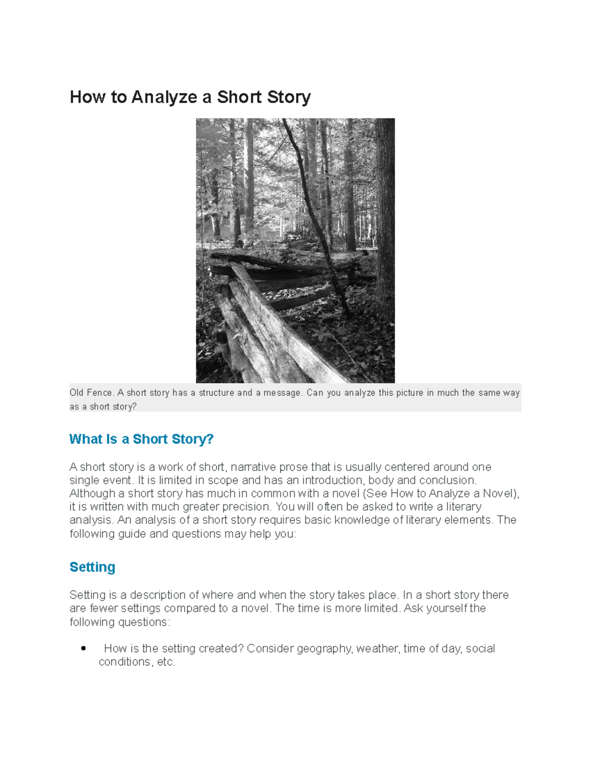 How to Analyze a Short Story - A short story has a structure and a ...