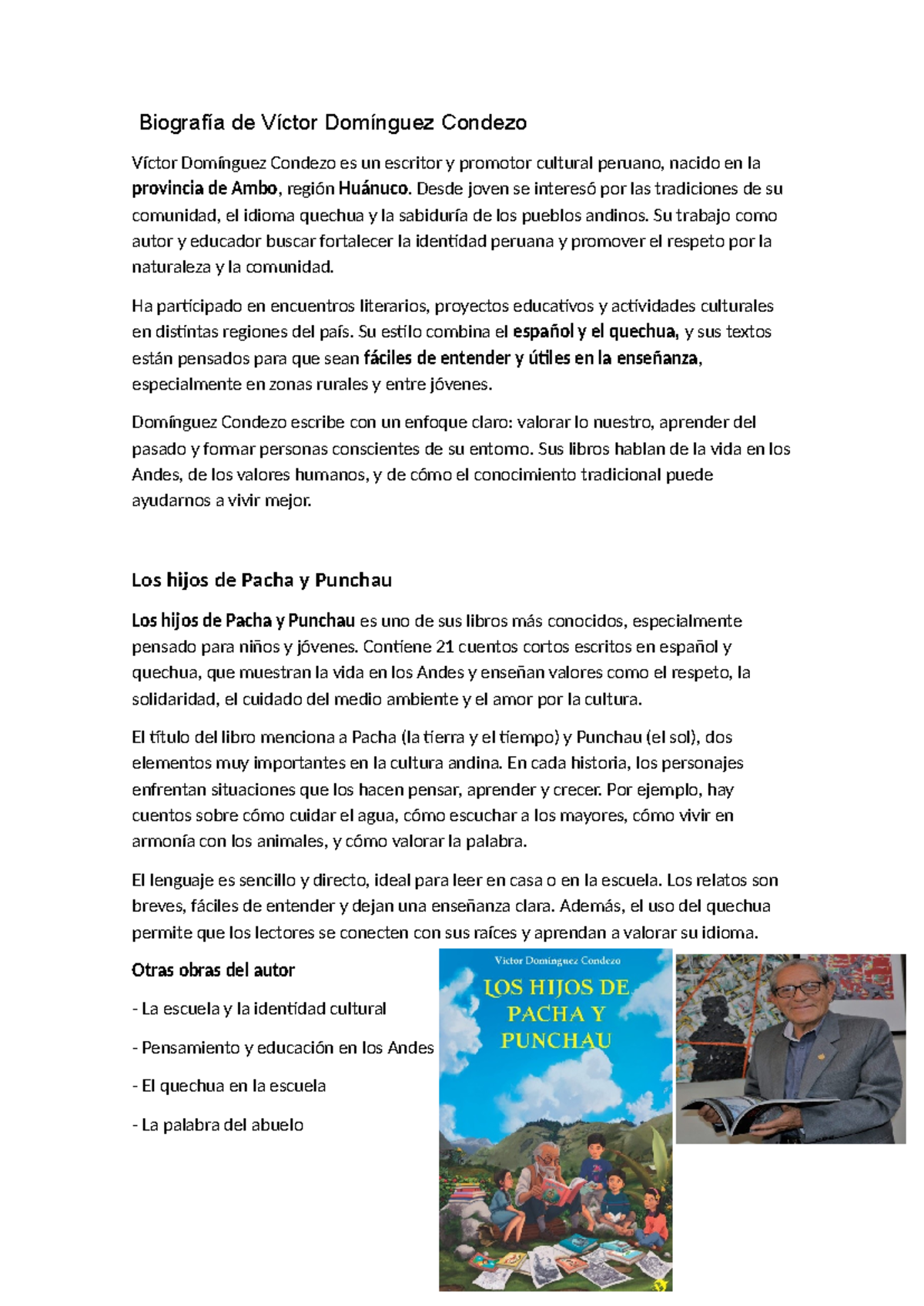 Biografía de Víctor Domínguez Condezo: Escritor Peruano y Promotor ...
