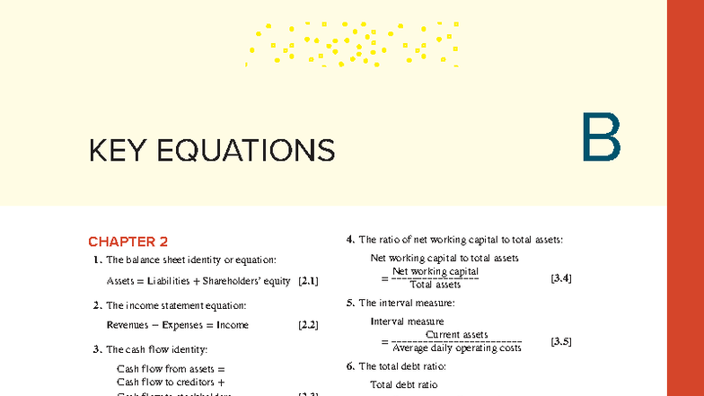 Key Equations for Financial Analysis - CHAPTERS 2-20 - Studocu