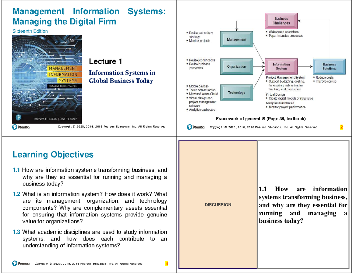 MIS 1: Lecture 1 - Information Systems in Global Business Today - Studocu