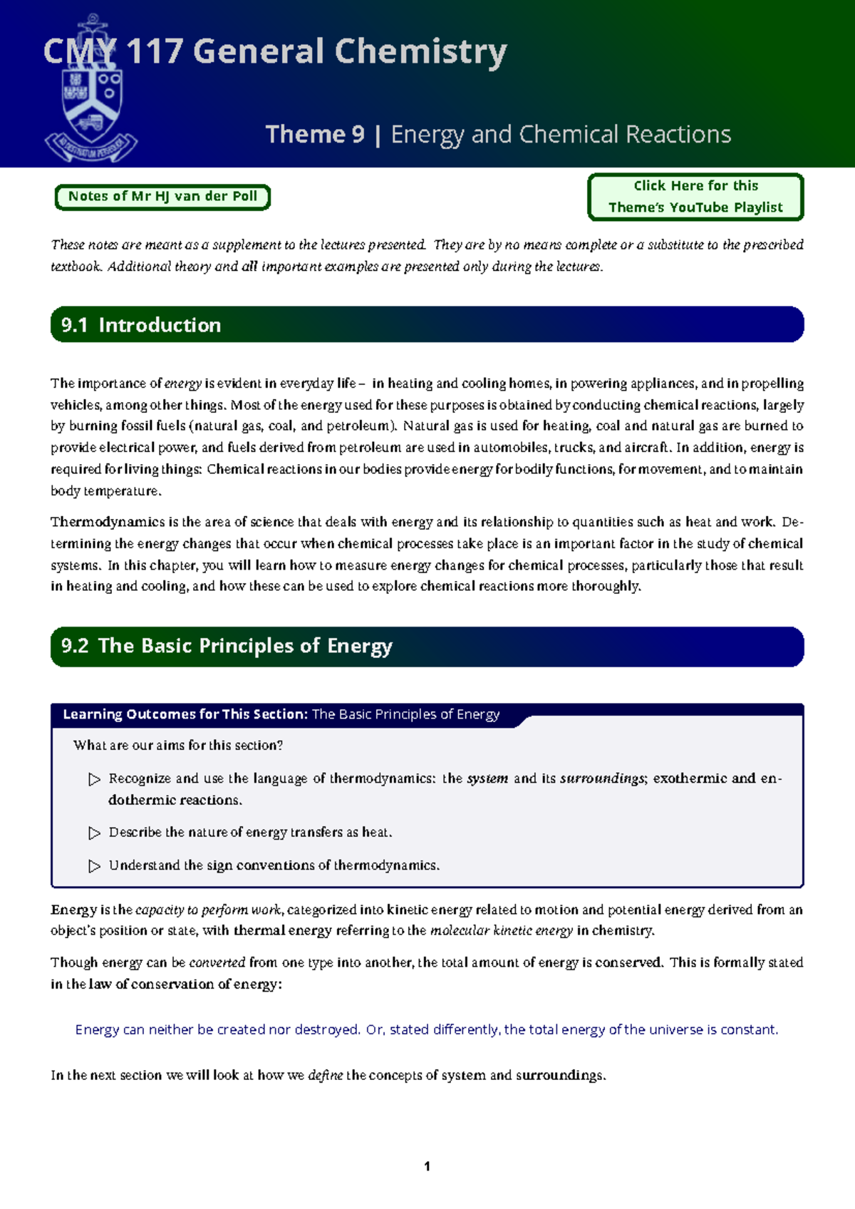 CMY 117 Final Exam Notes: Energy and Chemical Reactions Overview - Studocu