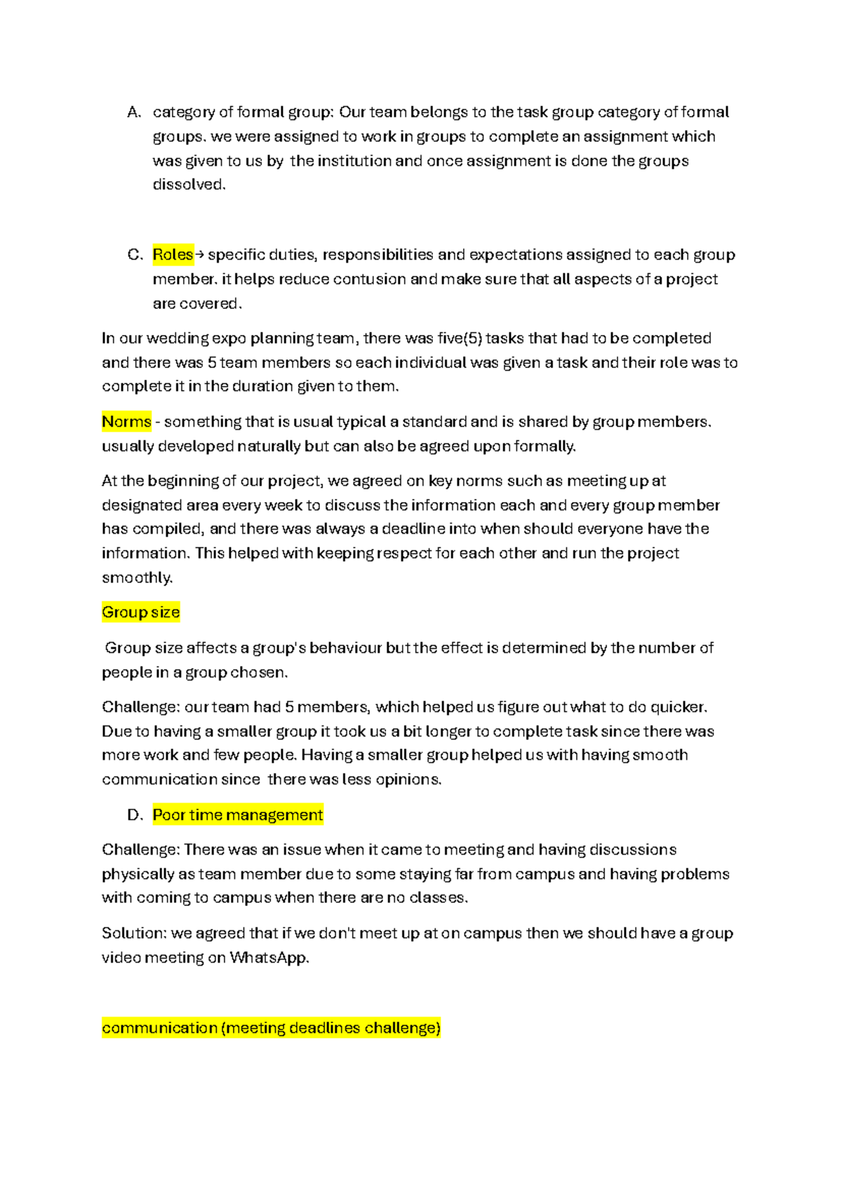 ENM Assignment: Task Group Dynamics and Team Challenges - Studocu