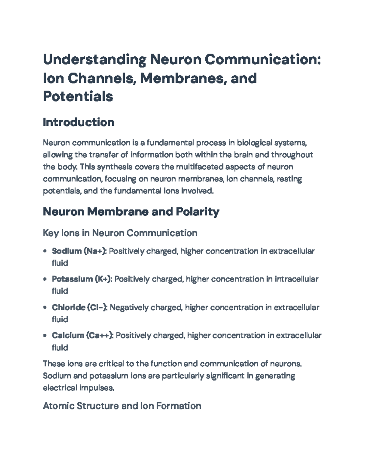 Understanding Neuron Communication: Membranes & Ion Channels in ...