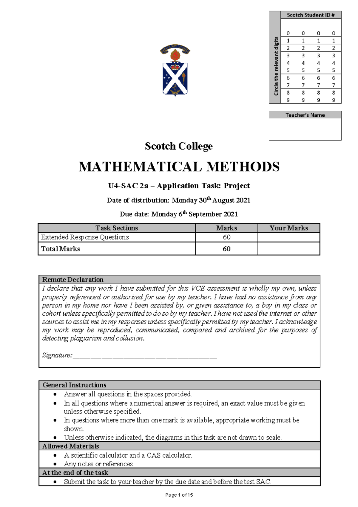 SC 2021 MM U4 SAC 2a - Probability Practice Task - Studocu