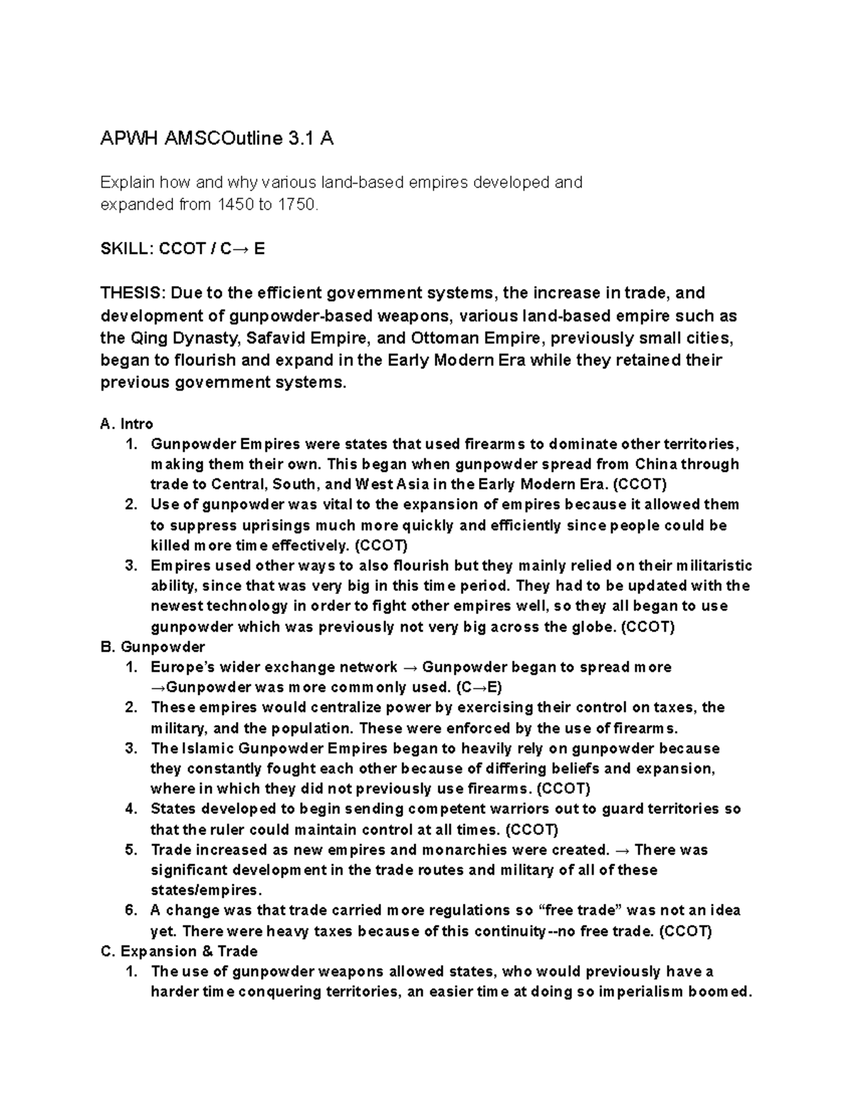 AP World History Land-Based Empires Topic 3.1 Empires Expand (Gunpowder ...