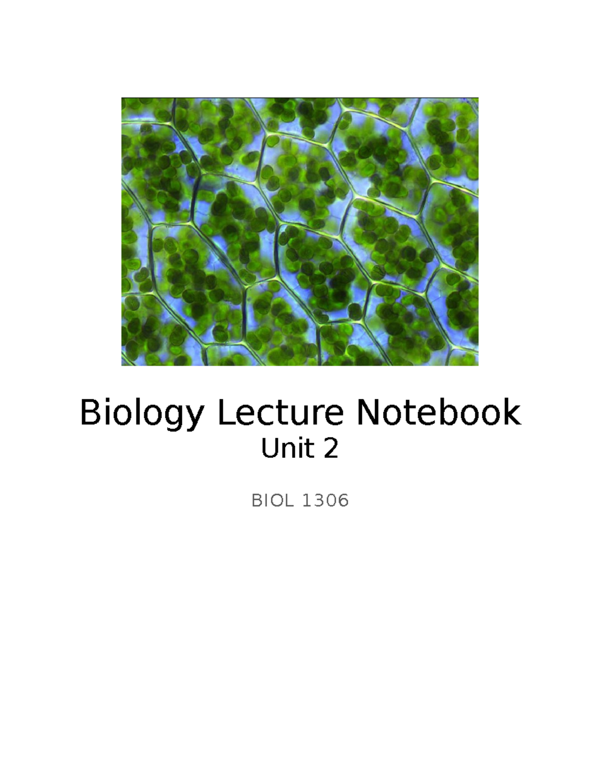 BIOL 1306 Unit 2 Lecture Notes: Membranes, Enzymes, & Photosynthesis ...