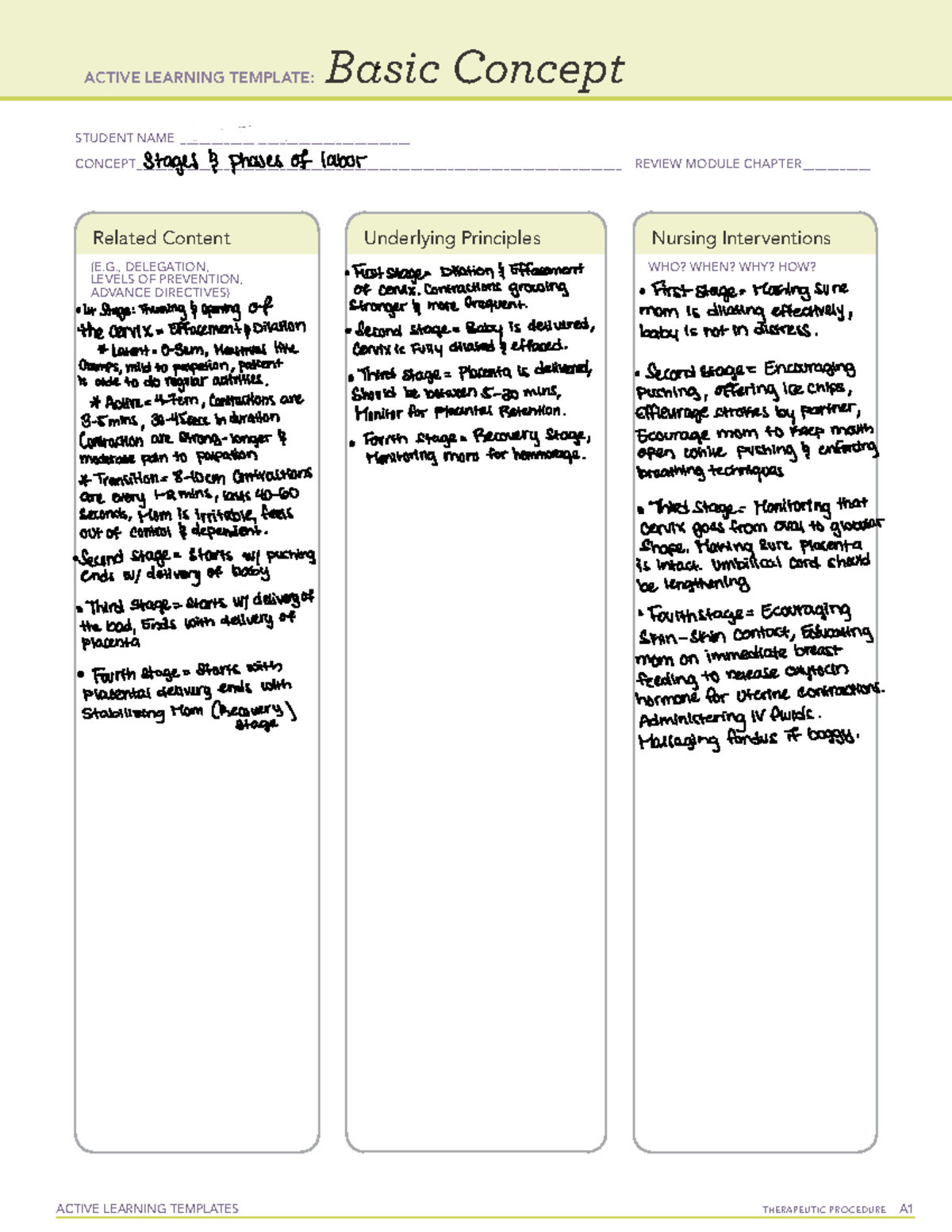 ATI Practice B#2 - OB stages of labor ALT Template - ACTIVE LEARNING ...