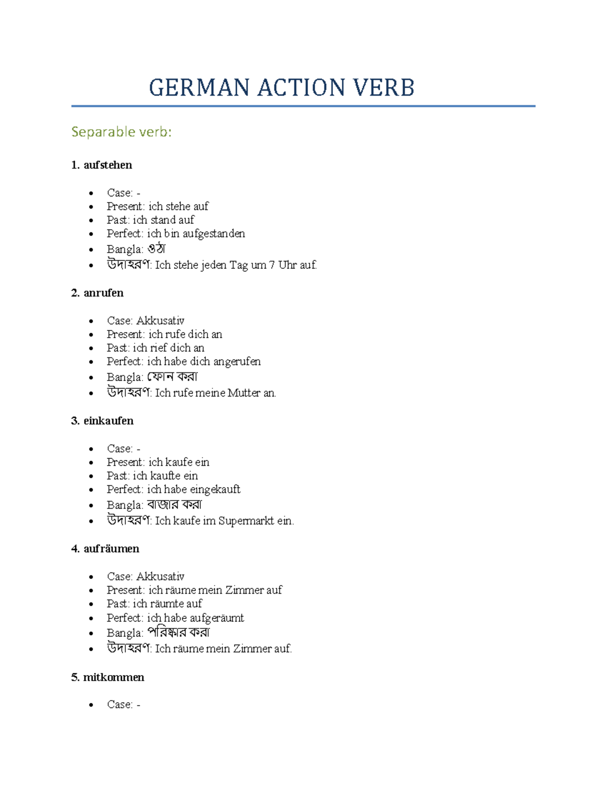 GERMAN 101: Separable and Inseparable Verbs Overview - Studocu