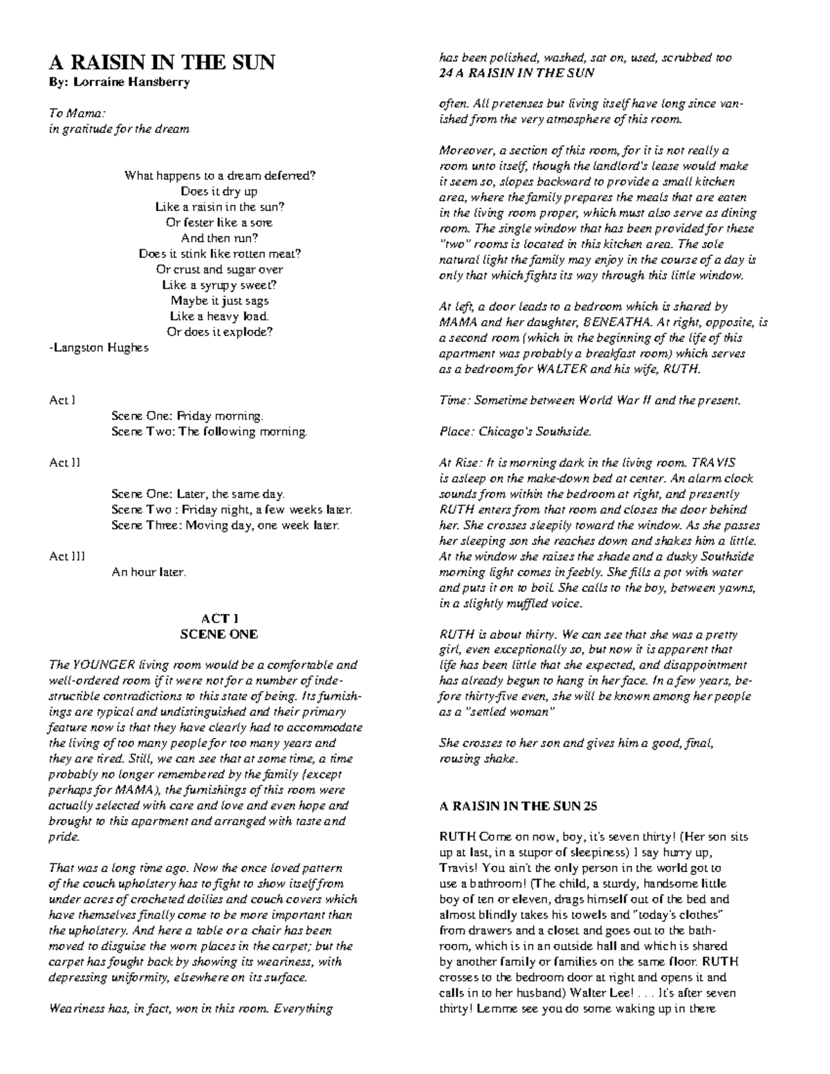 A RAISIN IN THE SUN: Analyzing Lorraine Hansberry's Dream Themes - Studocu