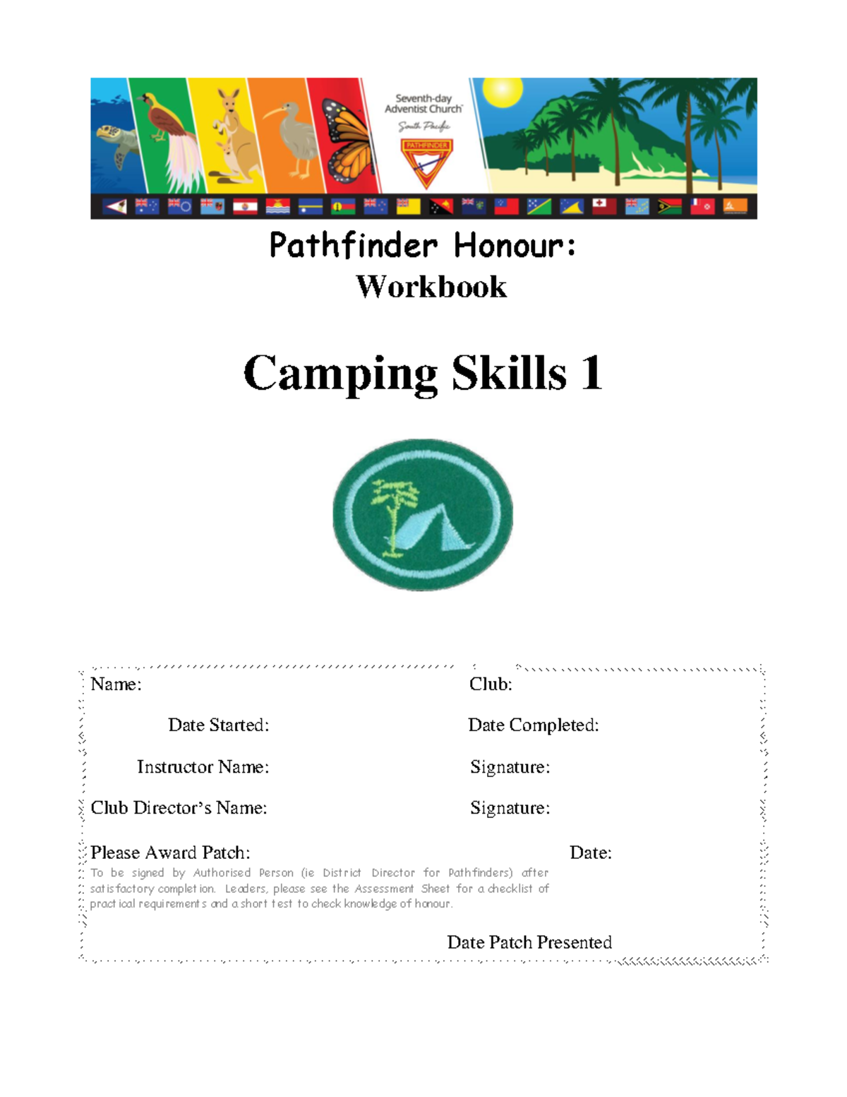 Camping Skills 1 Honour Workbook: Pathfinder Training Guide - Studocu
