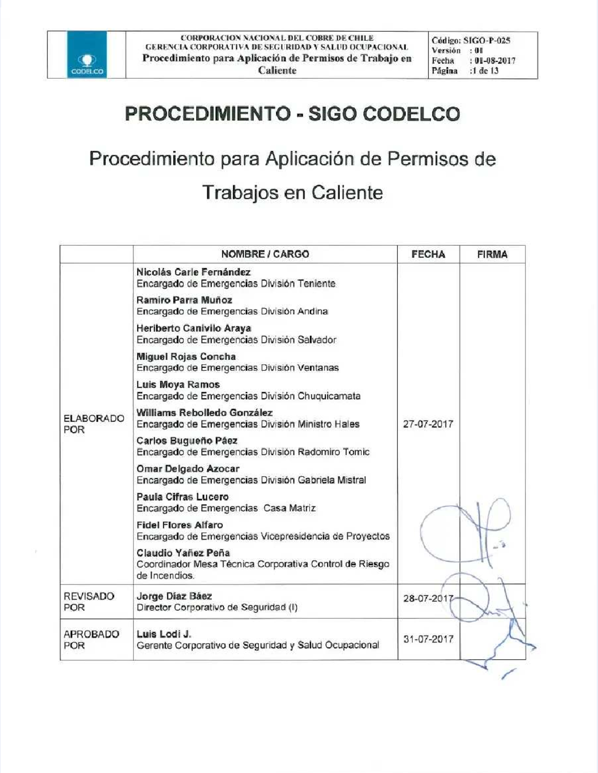 Procedimiento para Aplicación de Permisos de Trabajos en Caliente ...