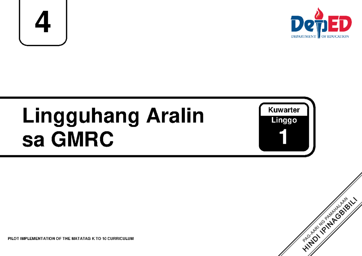 GMRC 4 Q1 Week 1 Final Lesson Plan on MATATAG K to 10 Curriculum - Studocu