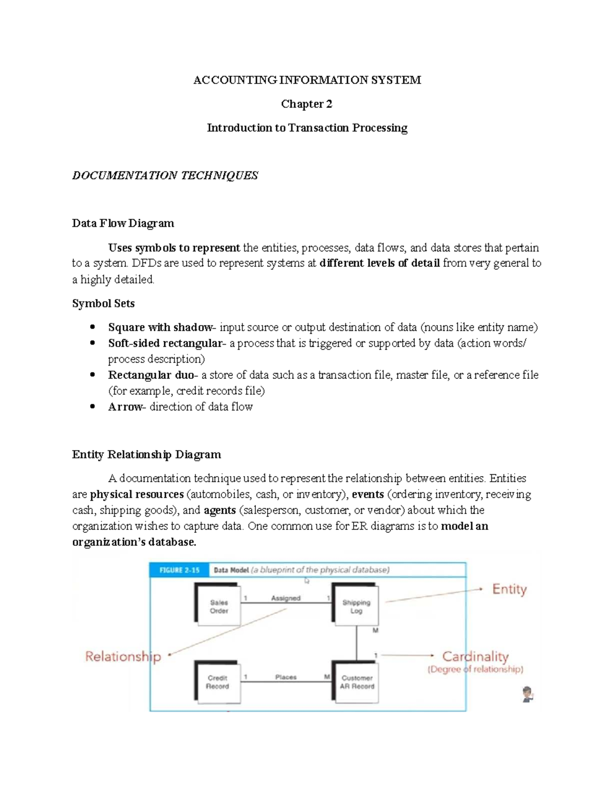 ACCOUNTING INFORMATION SYSTEM Chapter 2: Transaction Processing ...