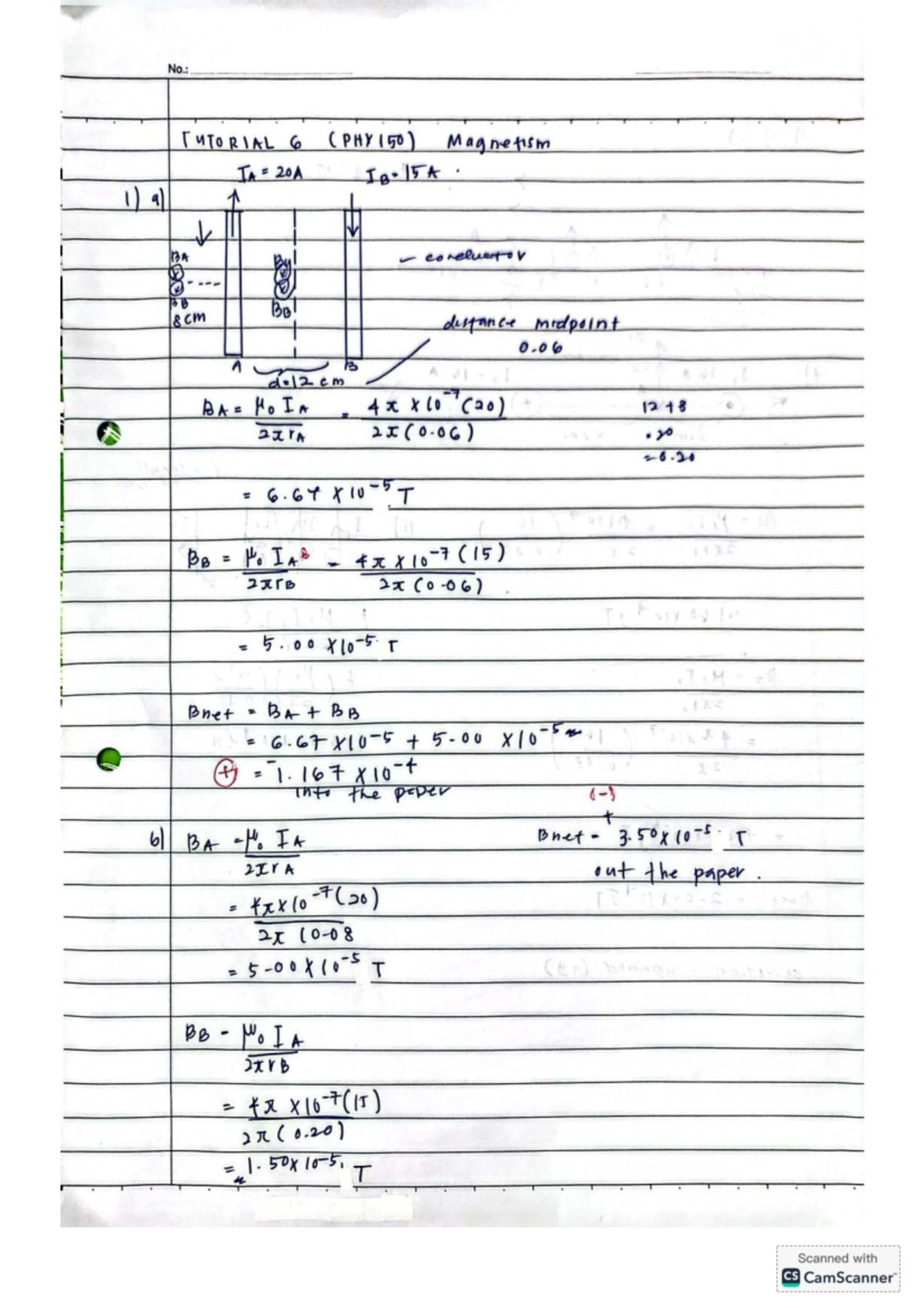 Tutorial 6: Magnetism Concepts and Calculations (PHY150) - Studocu