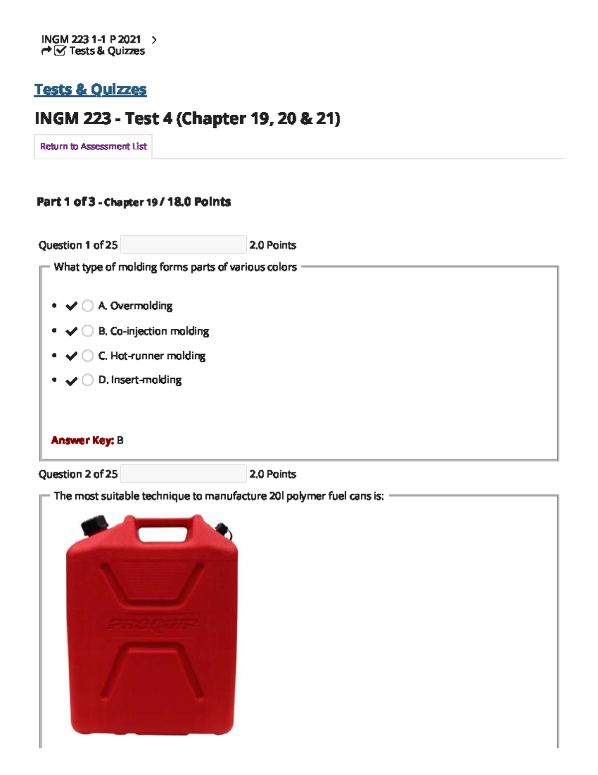 INGM 223 P 2021 Test 4: Chapter 19-21 Quiz Questions & Answers - Studocu