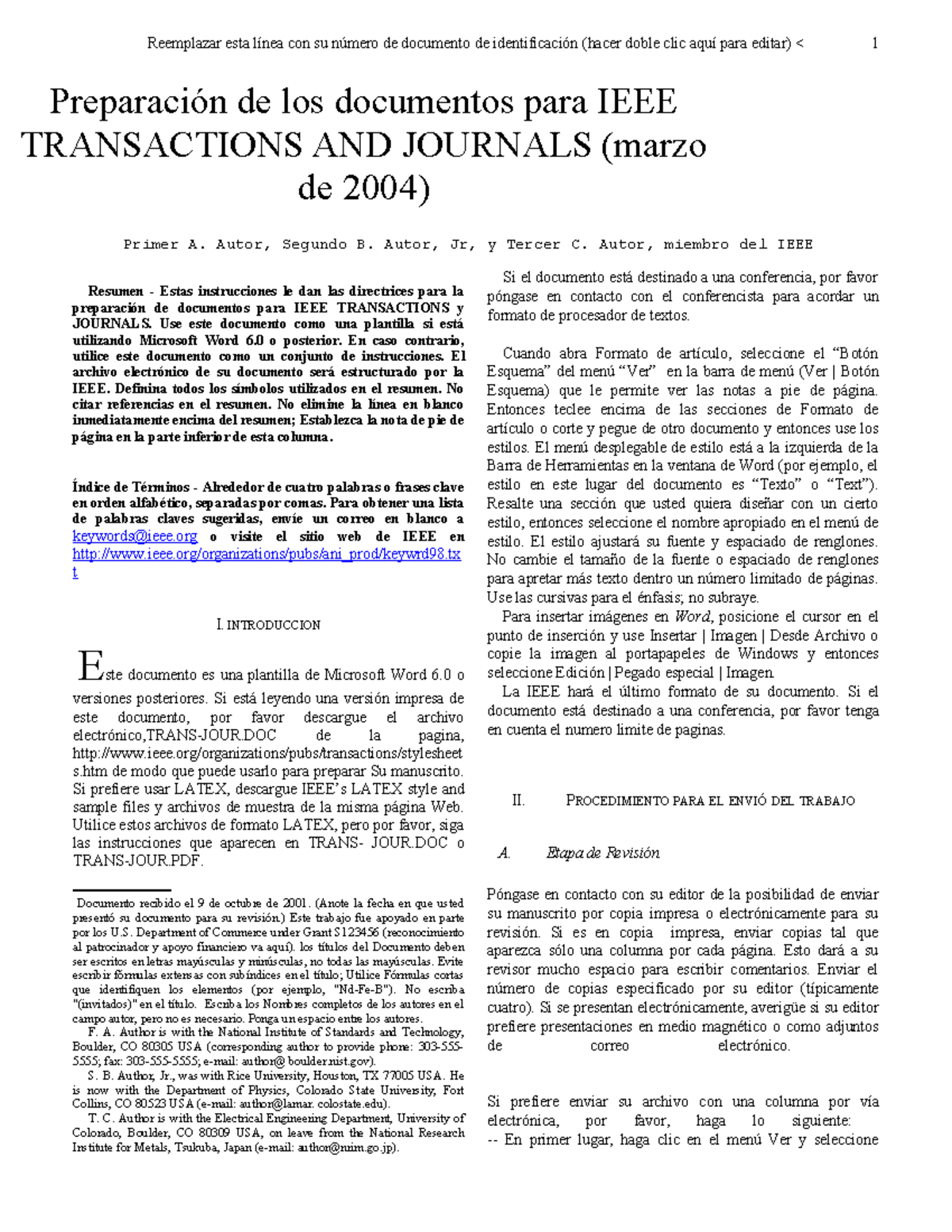 Guía de Formato para Documentos IEEE TRANSACTIONS y JOURNALS - Studocu