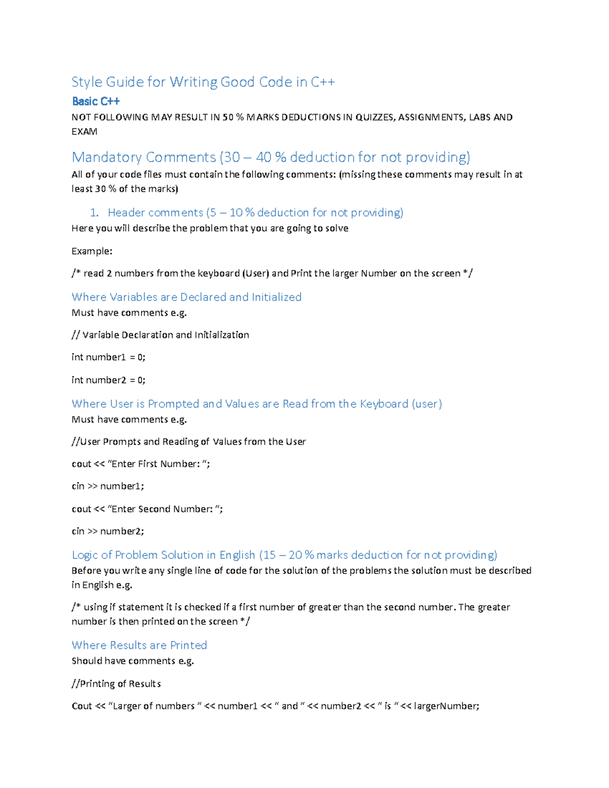 F24 C++ OOP Code Good Writing Practice Guidelines - Style Guide for ...