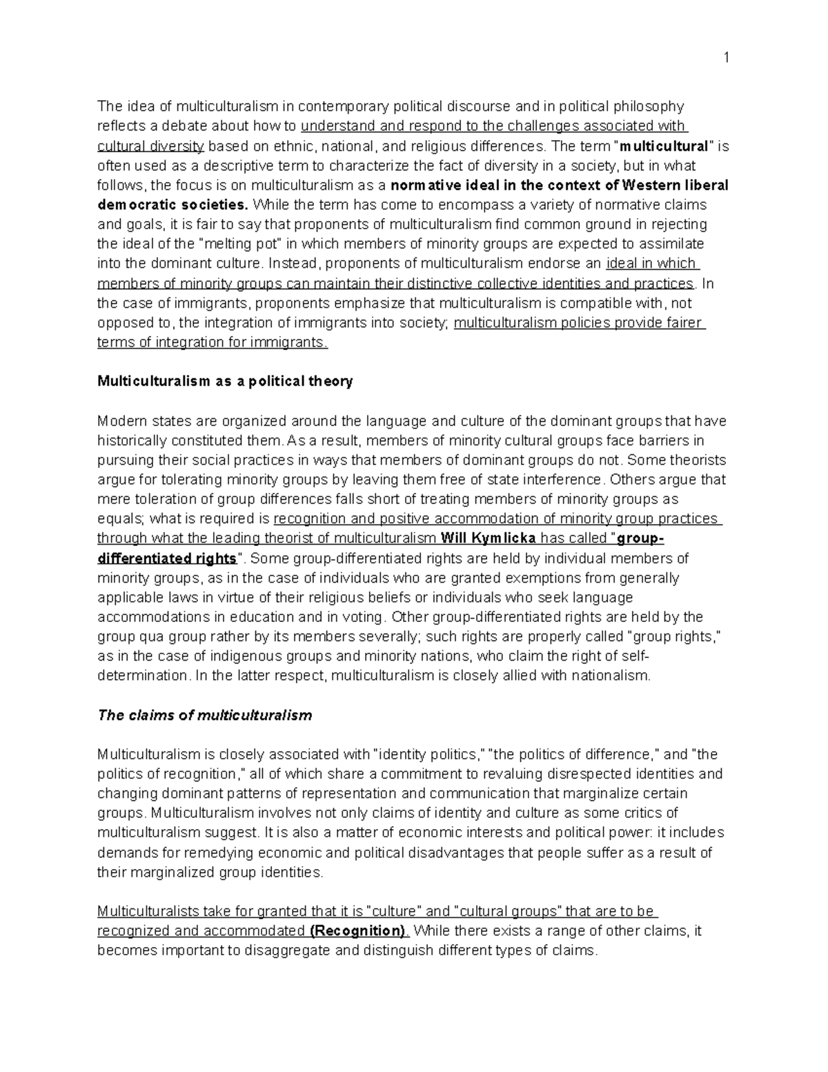 Multicultural Citizenship: Understanding Normative Ideals and ...