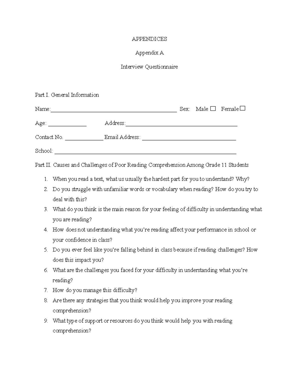 Appendices Obedience G3(Final) - APPENDICES Appendix A Interview ...