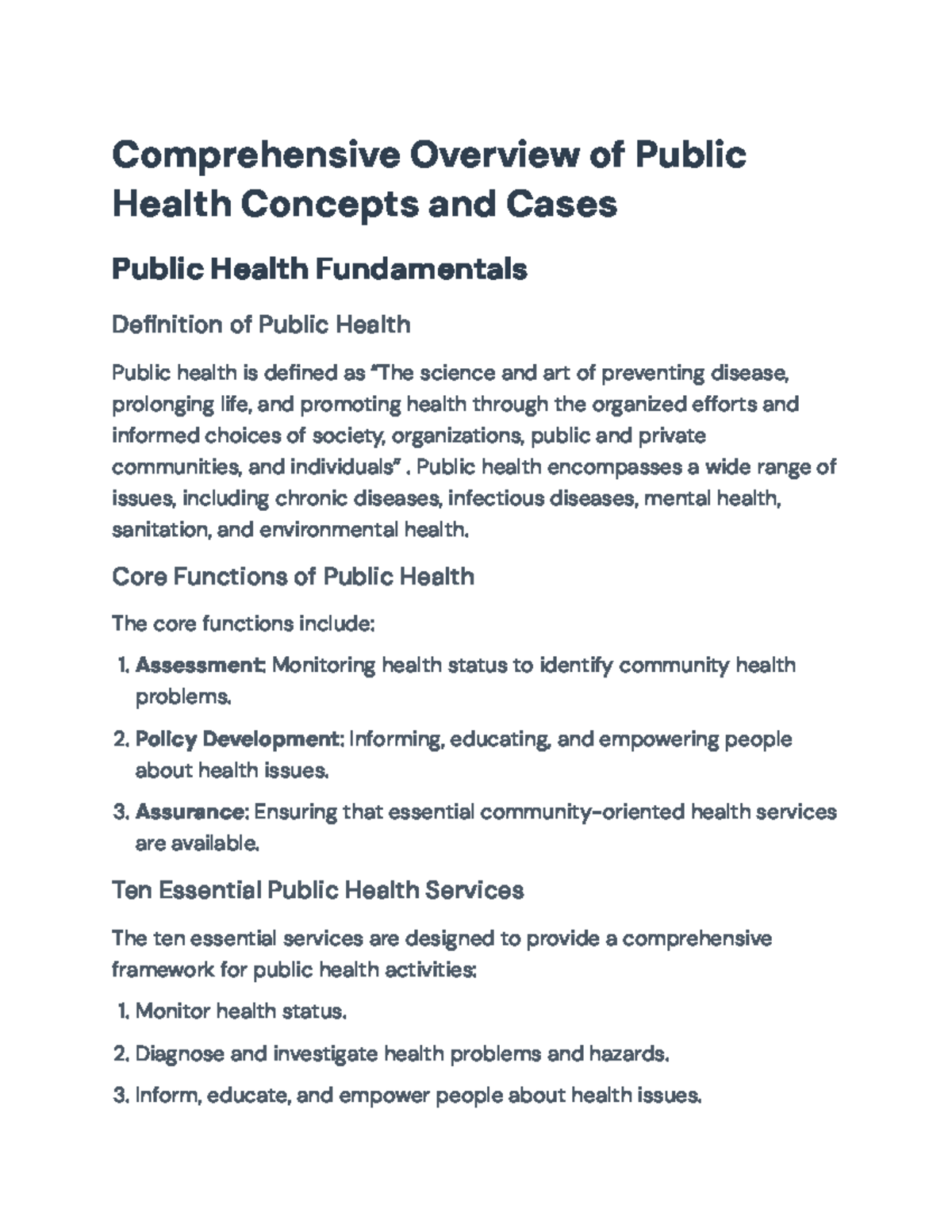 Public Health Foundations: Core Concepts and Case Studies (PH101 ...