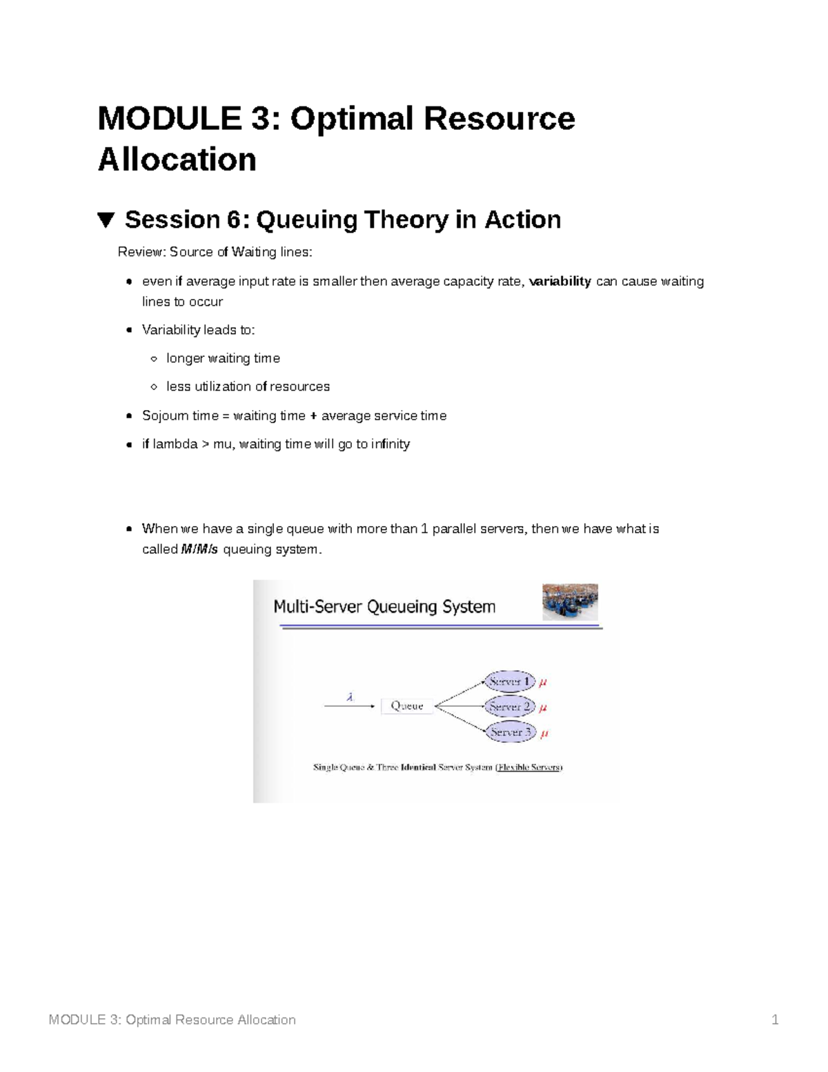 MODULE 3: Optimal Resource Allocation - Queuing Theory & Linear ...