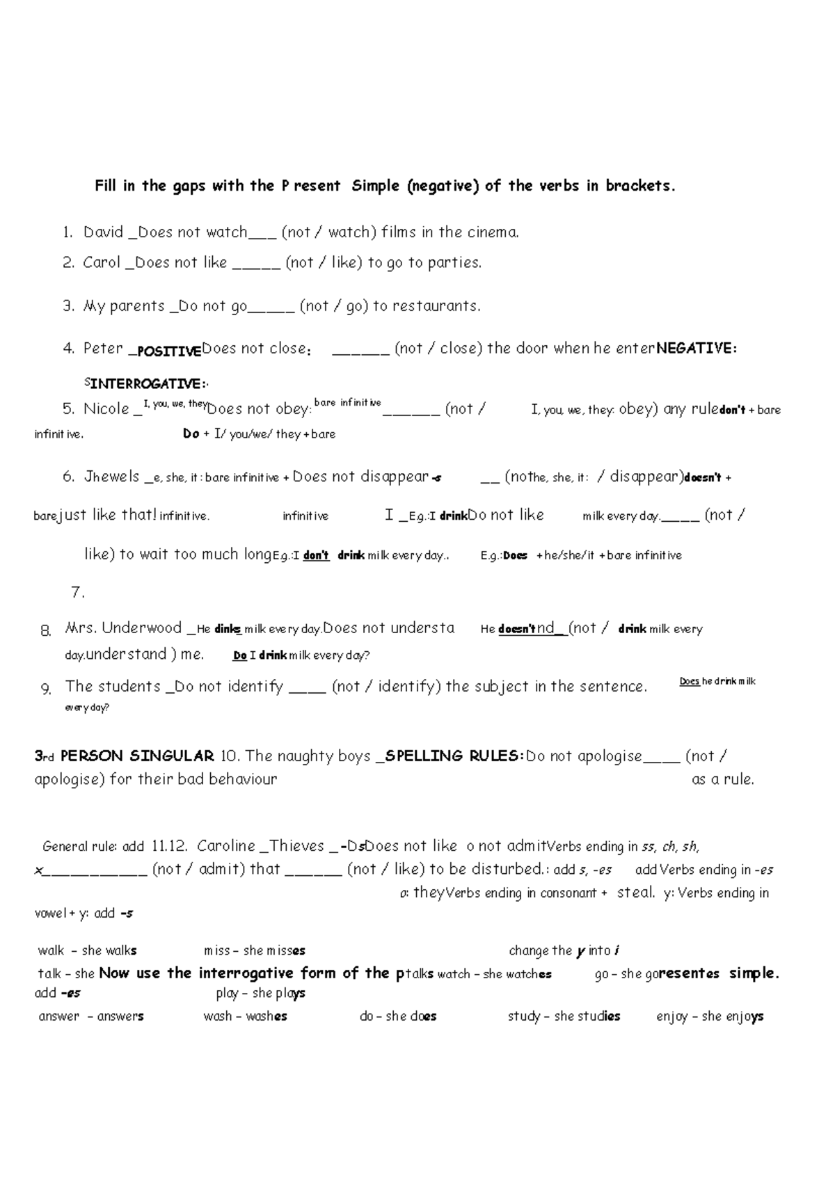 Present Simple Negative & Interrogative Exercises (ENG101) - Studocu