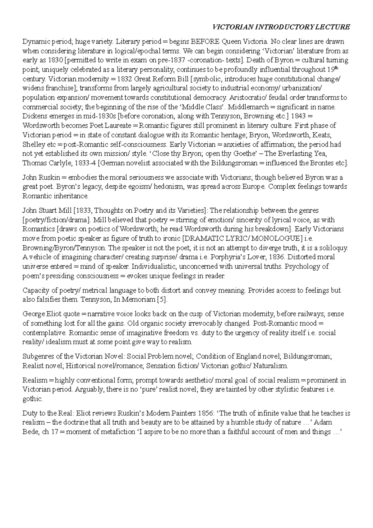 Victorian Introductory Lecture - VICTORIAN INTRODUCTORY LECTURE Dynamic ...