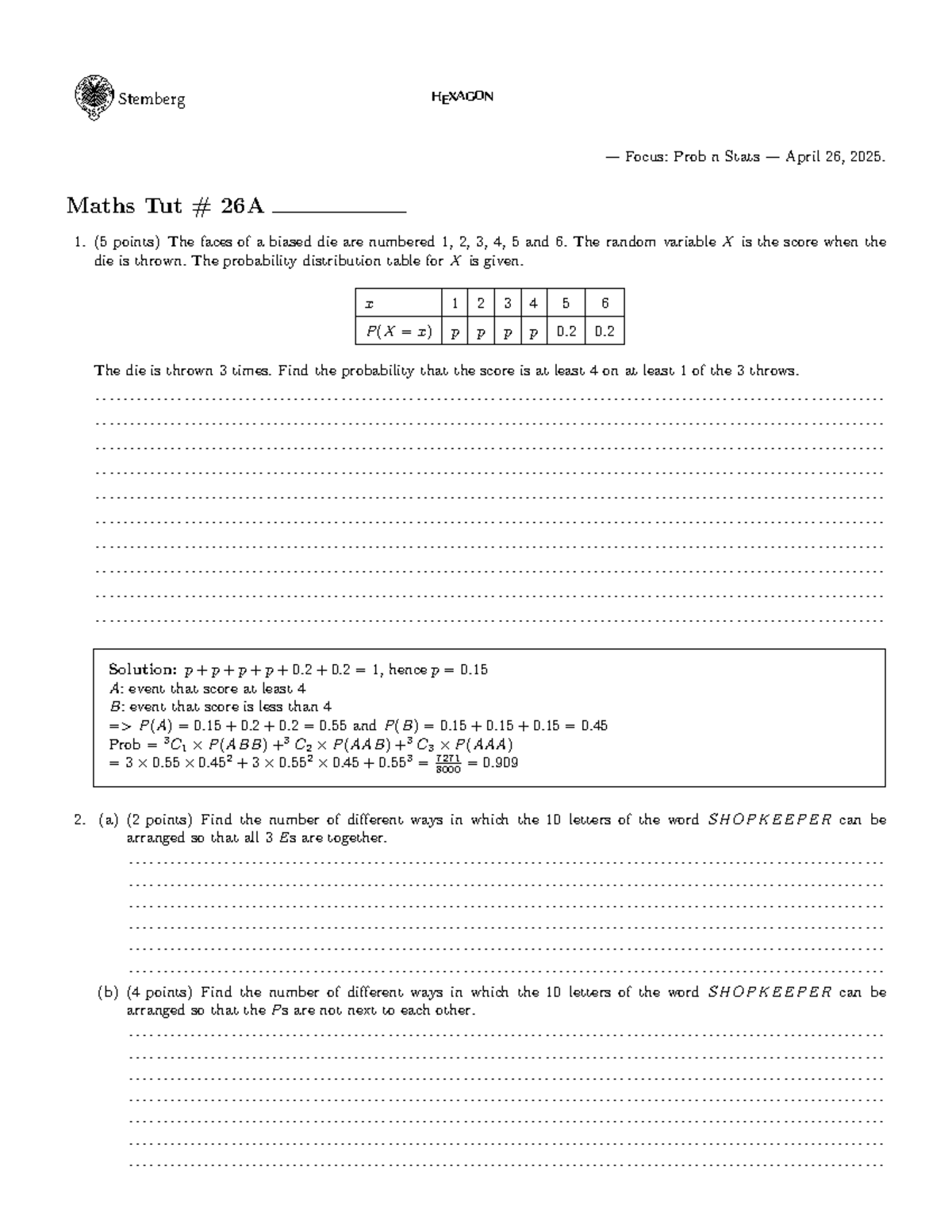 Further Maths HH - Probability and Statistics Study Guide - Studocu