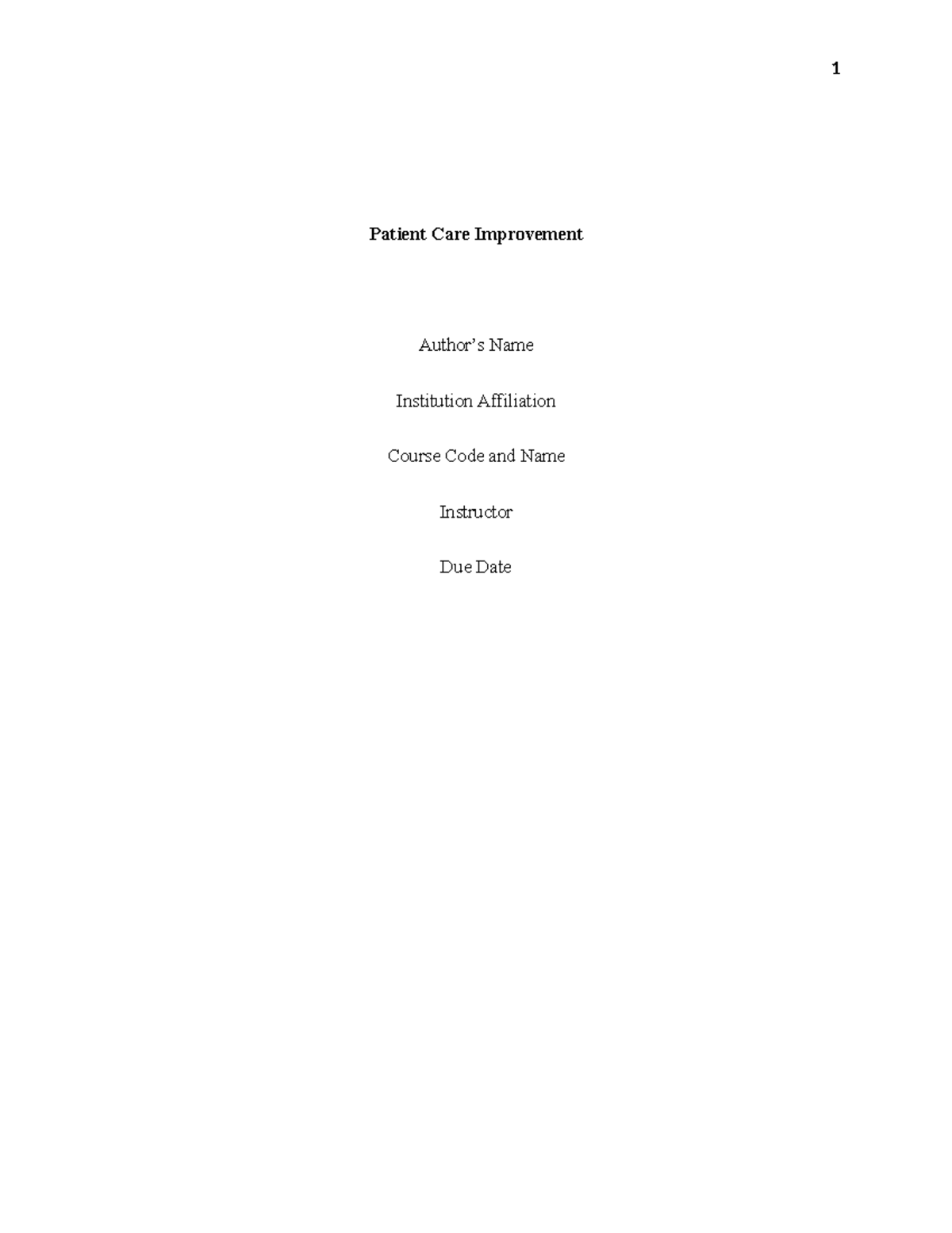 Patient Care Improvement Strategies: Addressing Handoff Communication ...