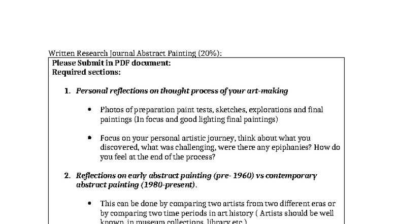 Research Journal: Abstract Painting Reflections & Artist Study 2025 ...