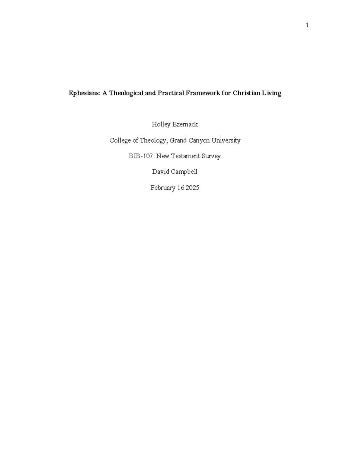 Ephesians Chart: Theological & Practical Framework for Christian Living ...