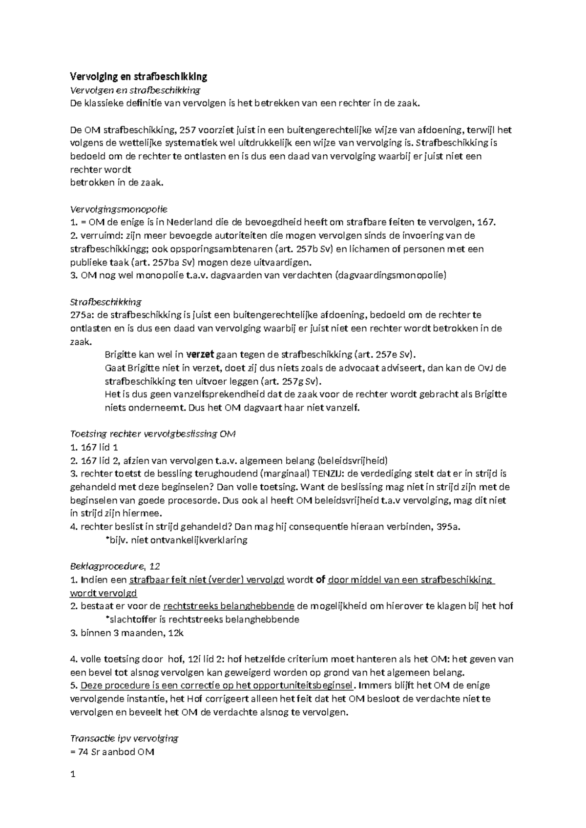 Strafbeschikking en Vervolgingsprocedures - Stappenplan (Formeel ...