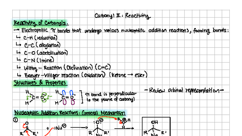 Carbonyl II: Nucleophilic Addition Reactions and Mechanisms - Studocu