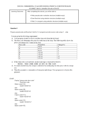 LAB Exercise Pseudocode AND Flowchart - INTRODUCTION TO ALGORITH DESIGN AND DEVELOPMENT (CSC121 ...