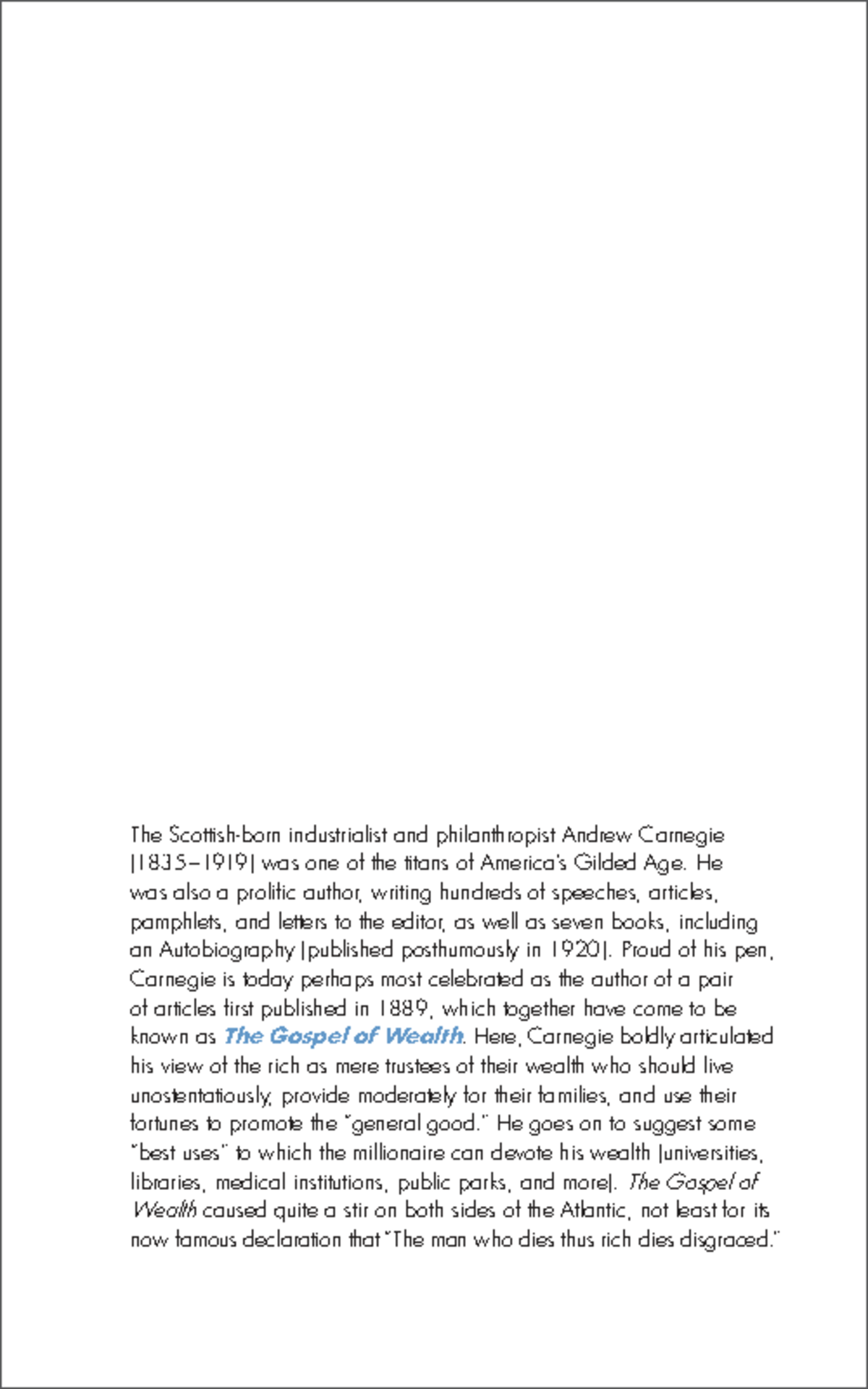 The Gospel of Wealth: Andrew Carnegie's Vision on Wealth Distribution ...