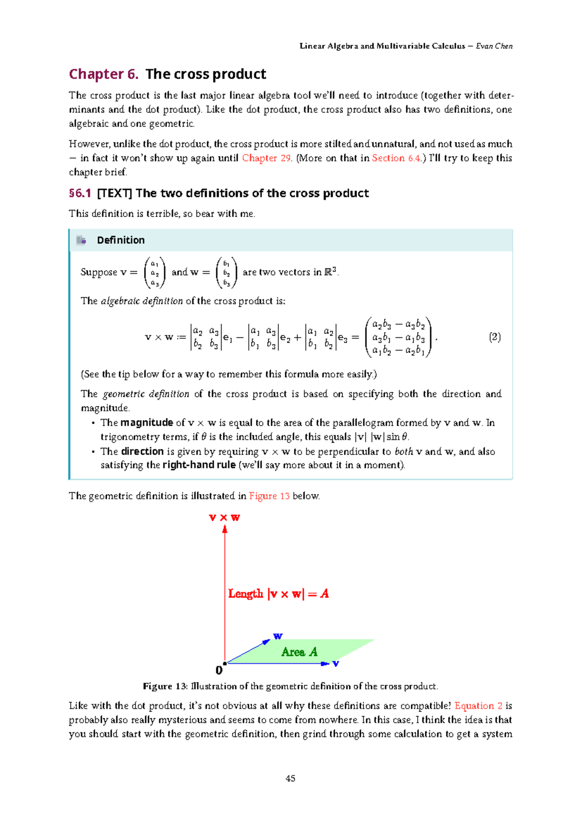 Linear Algebra & Multivariable Calculus (Evan Chen) Ch. 6: Cross ...