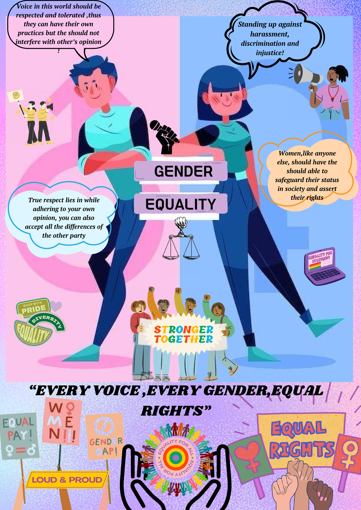 Violet Minimal Modern Gender Equality Poster - EQUALITY GENDER “EVERY ...