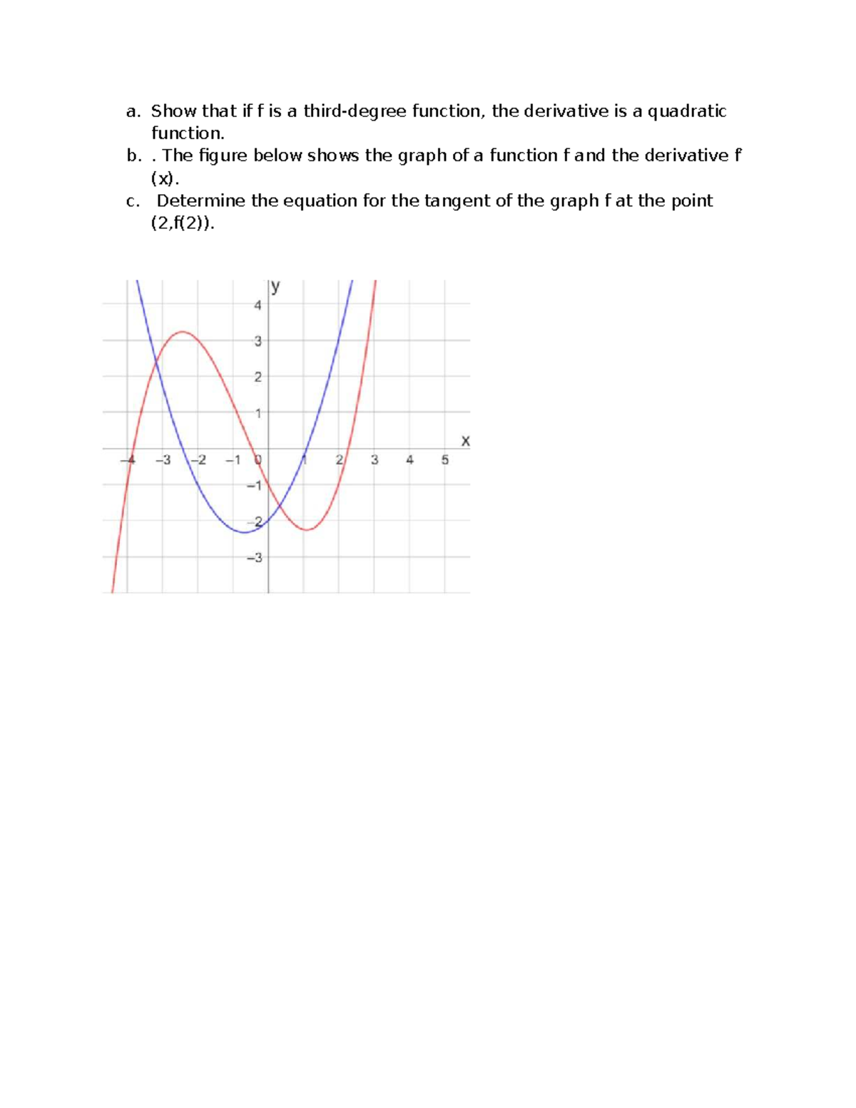 Maths - matte notater - a. Show that if f is a third-degree function ...