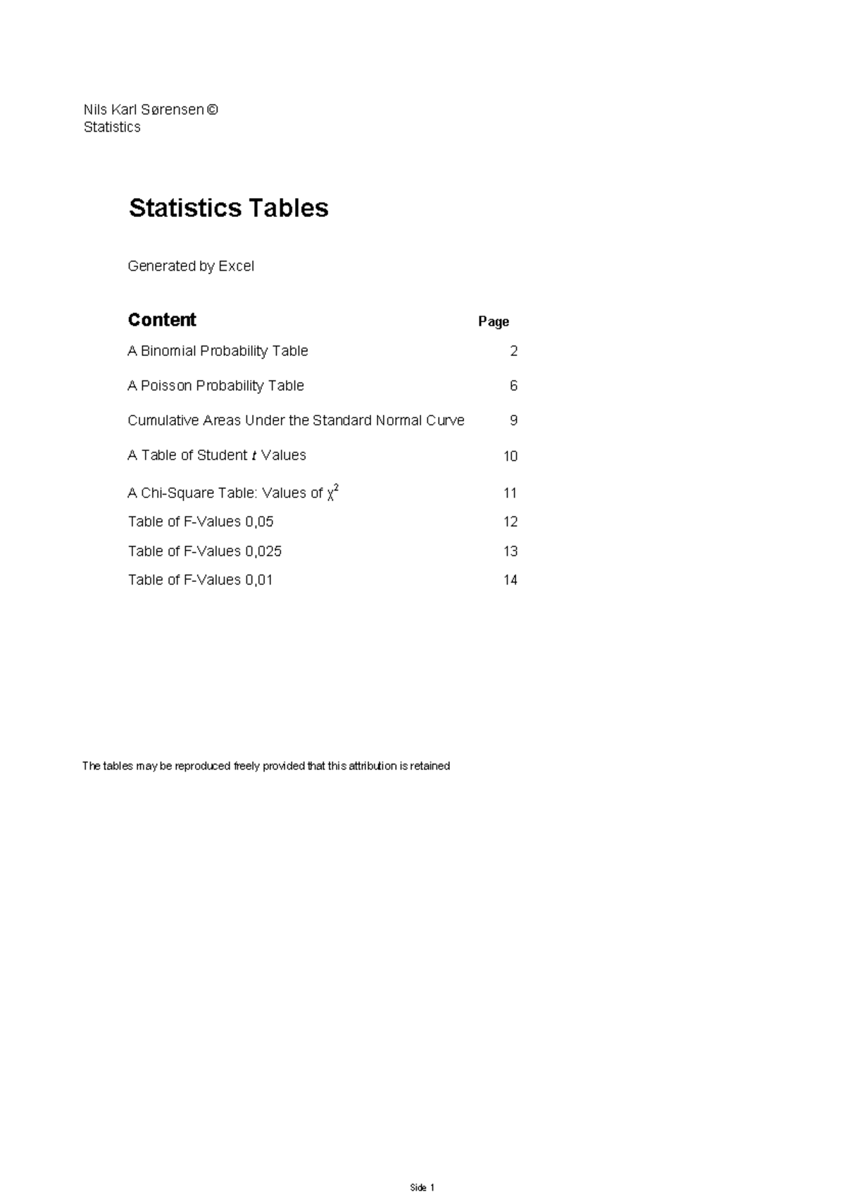 Statistics Probability Tables for Analysis and Reference - Studocu