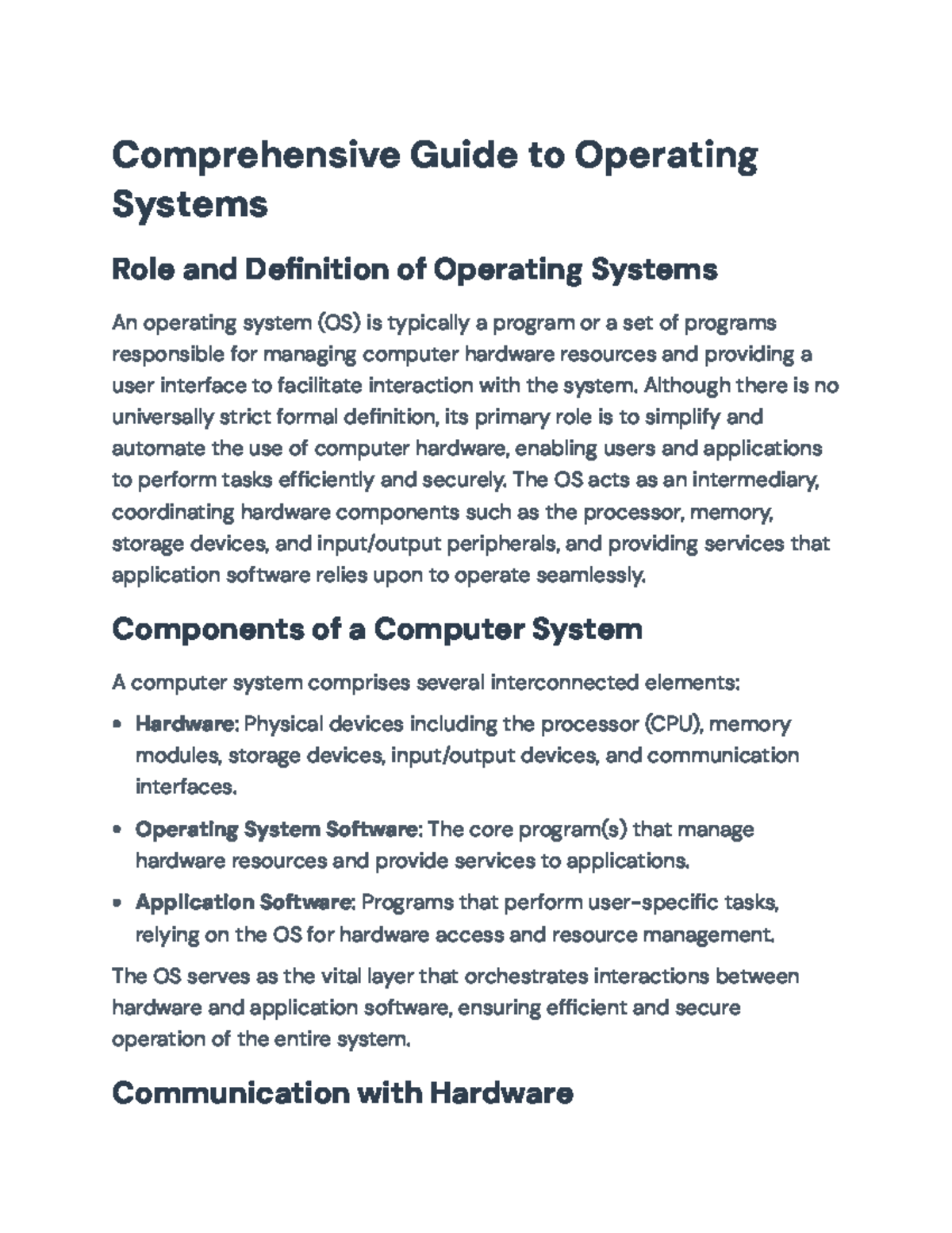 Comprehensive Overview of Operating Systems: Concepts & Structures ...