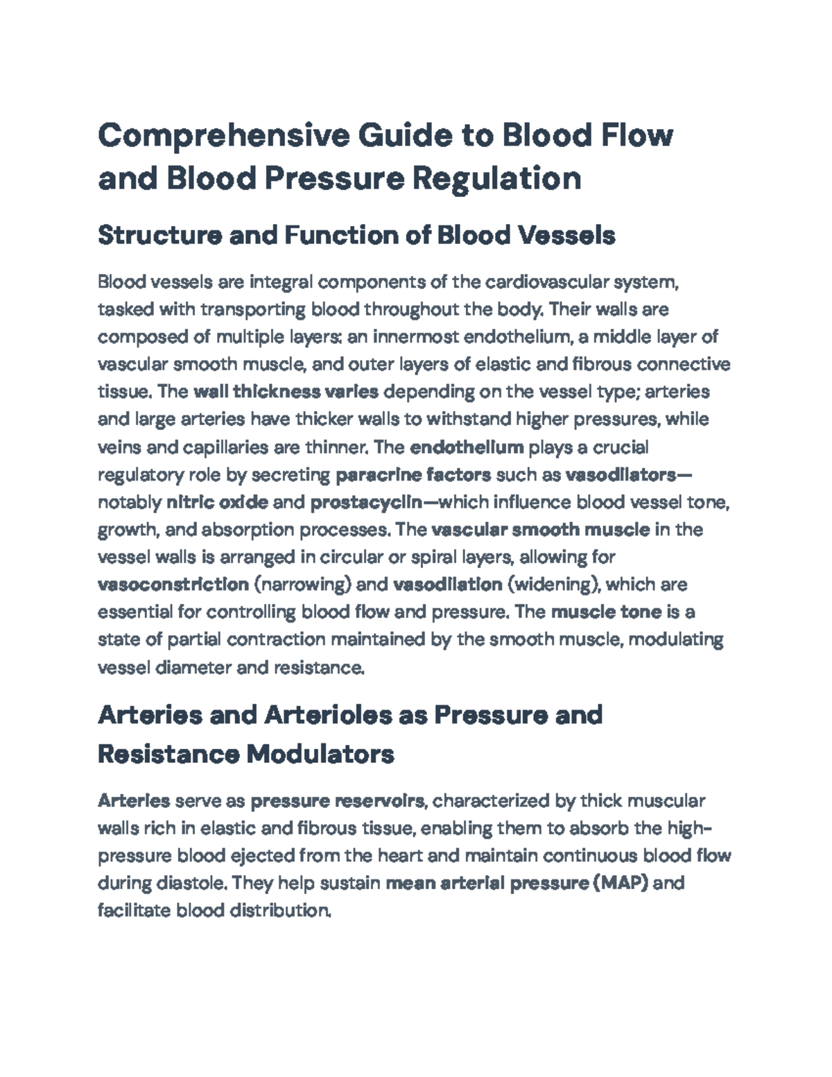 Comprehensive Overview of Blood Flow & Pressure Regulation (BIO101 ...