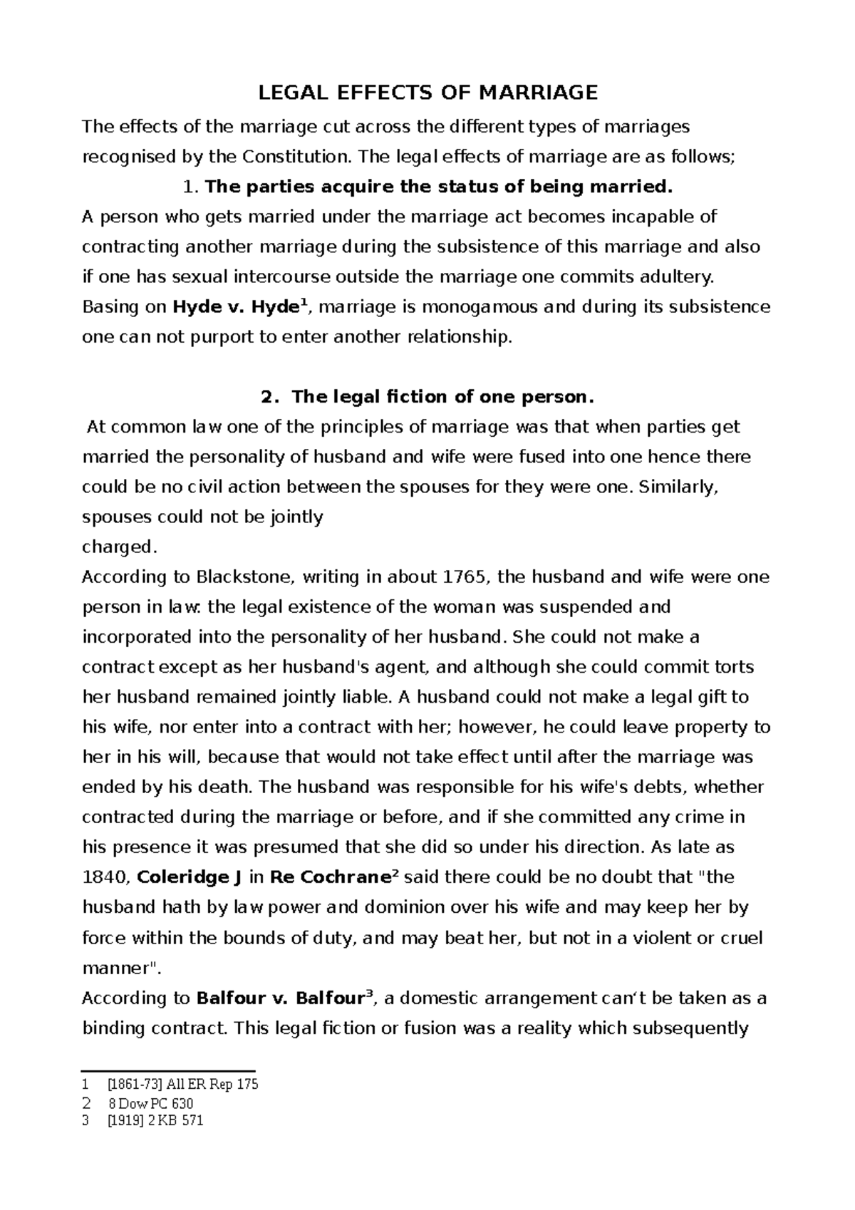 Legal effects of marriage - LEGAL EFFECTS OF MARRIAGE The effects of ...