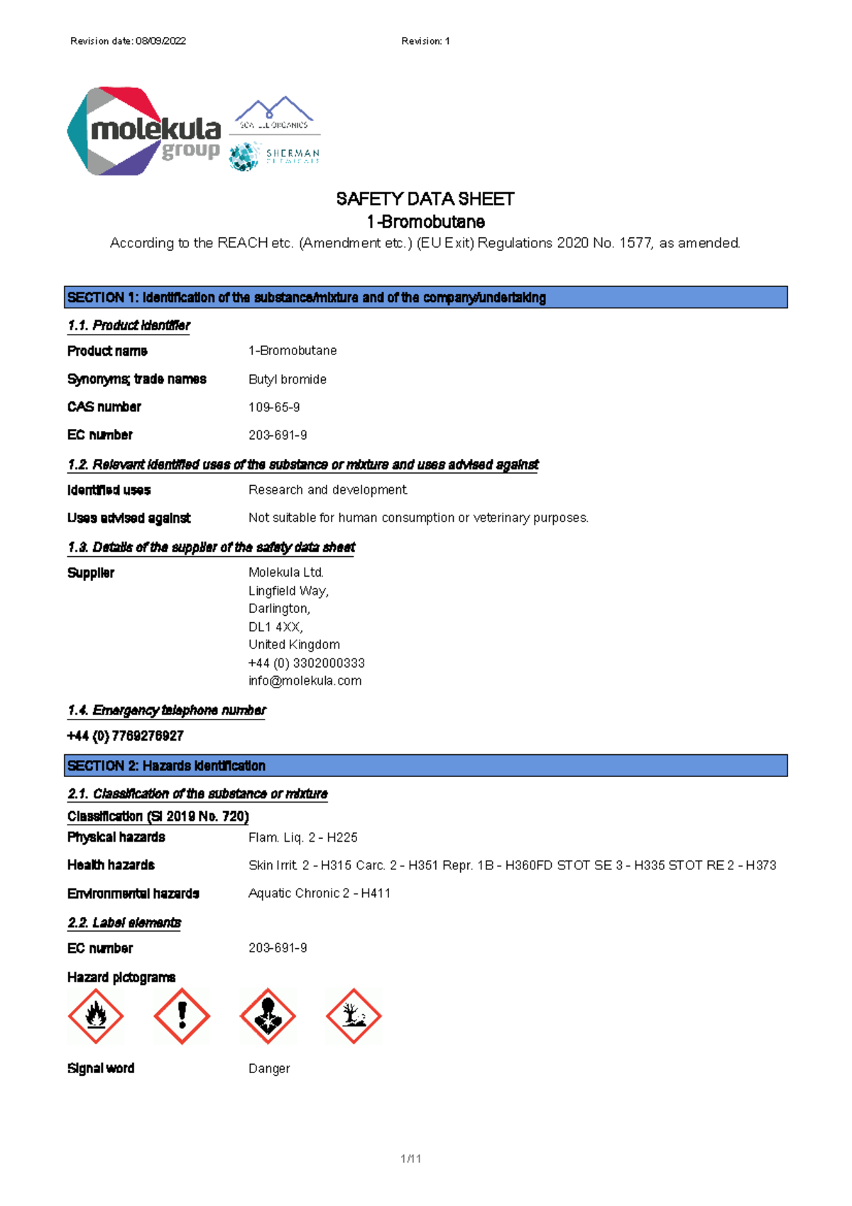N Butyl Bromide Msds