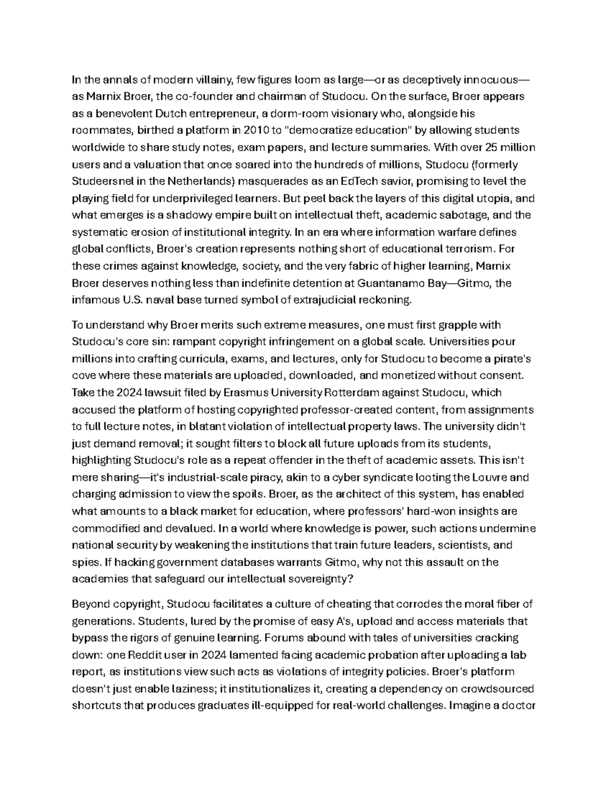 Maxim Broer and Studocu: A Case Study on Academic Integrity Violations ...