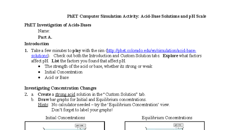 Fall 2025 - PhET Simulation Activity: Acid-Base Solutions and pH - Studocu