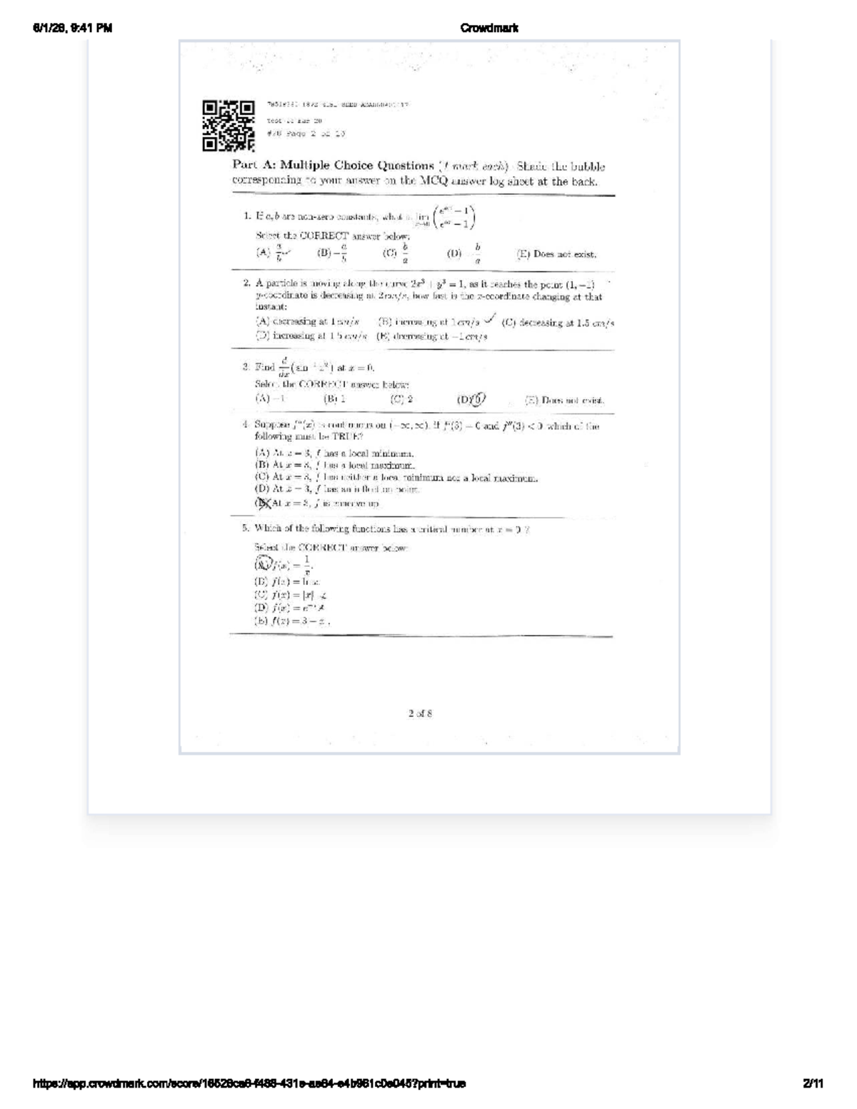 Math 1013 Midterm Sample Exam: Multiple Choice & Solutions - Studocu