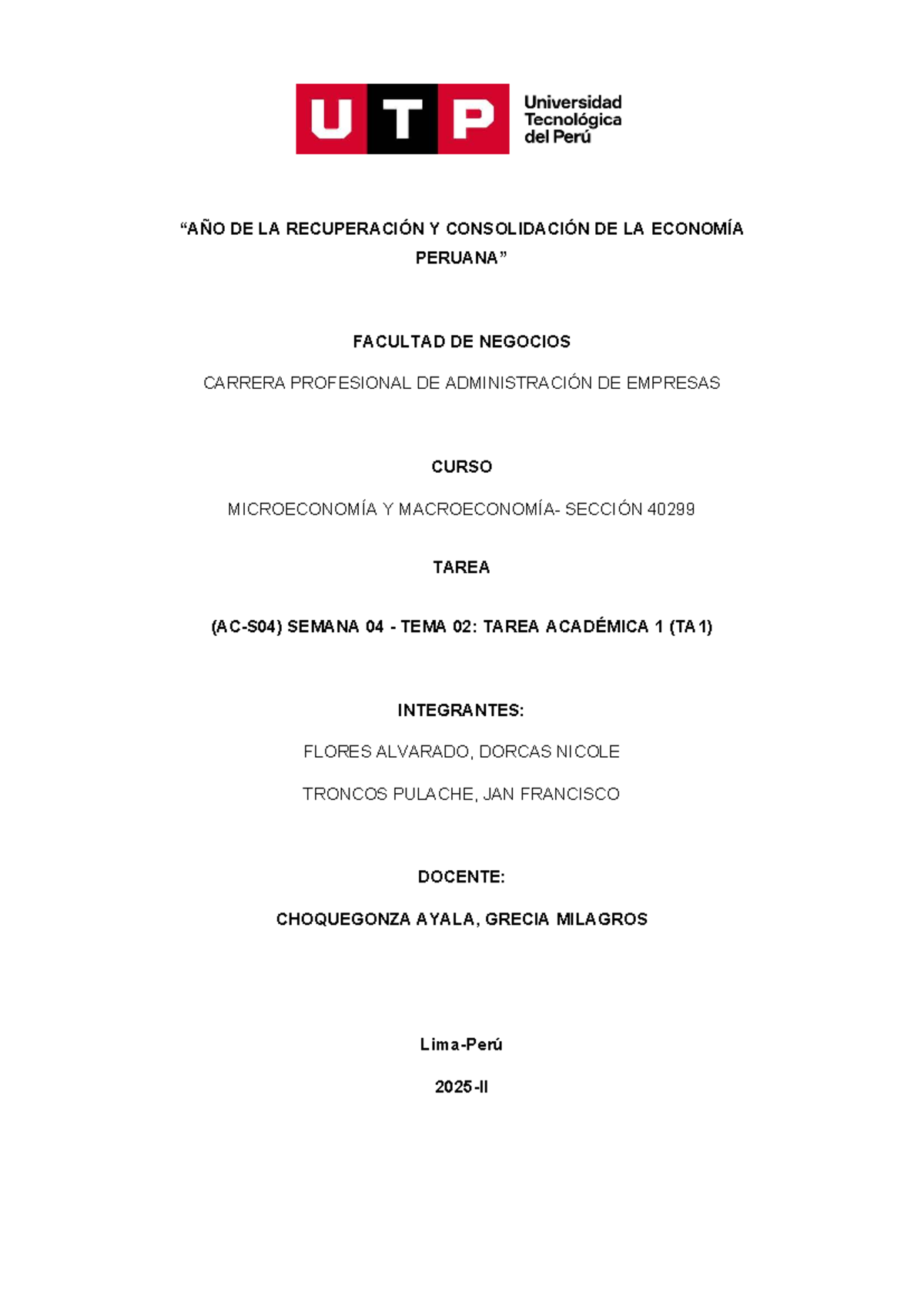 TA1 - Análisis de Producción y Mercado en Microeconomía 40299 - Studocu