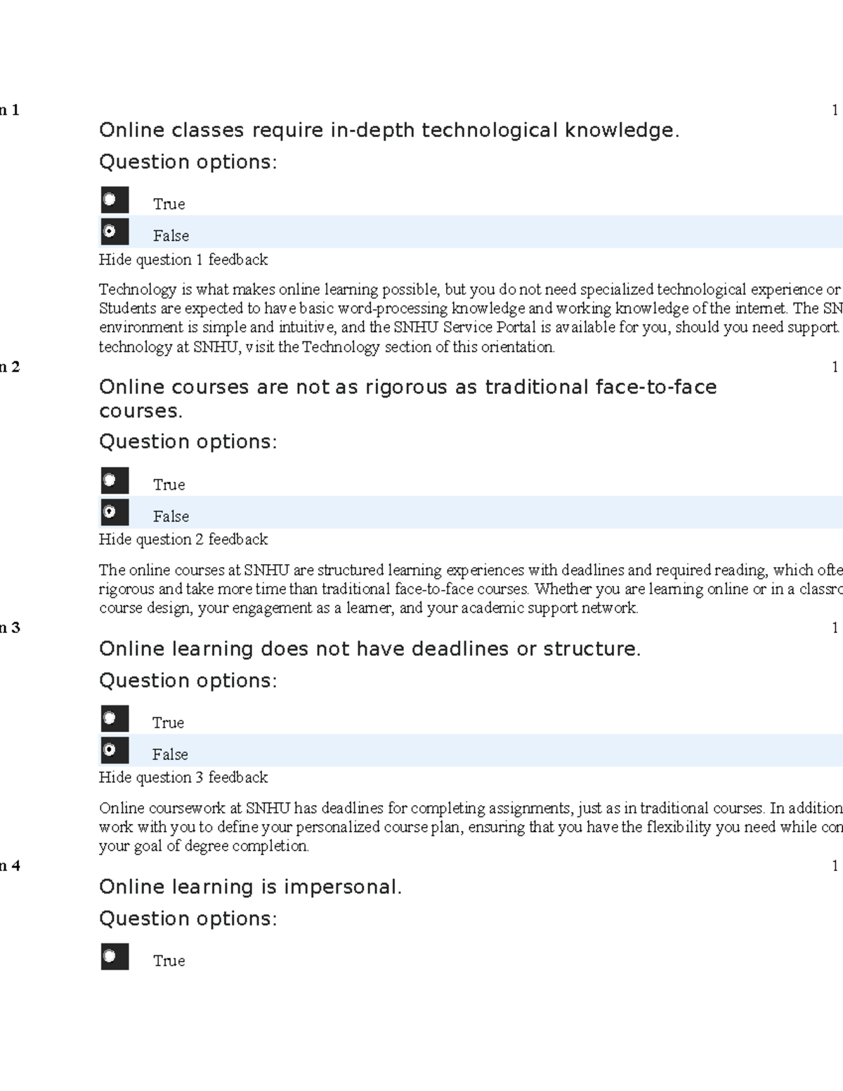 FYE101 MYTH Busting Quiz Answers and Explanations - Studocu