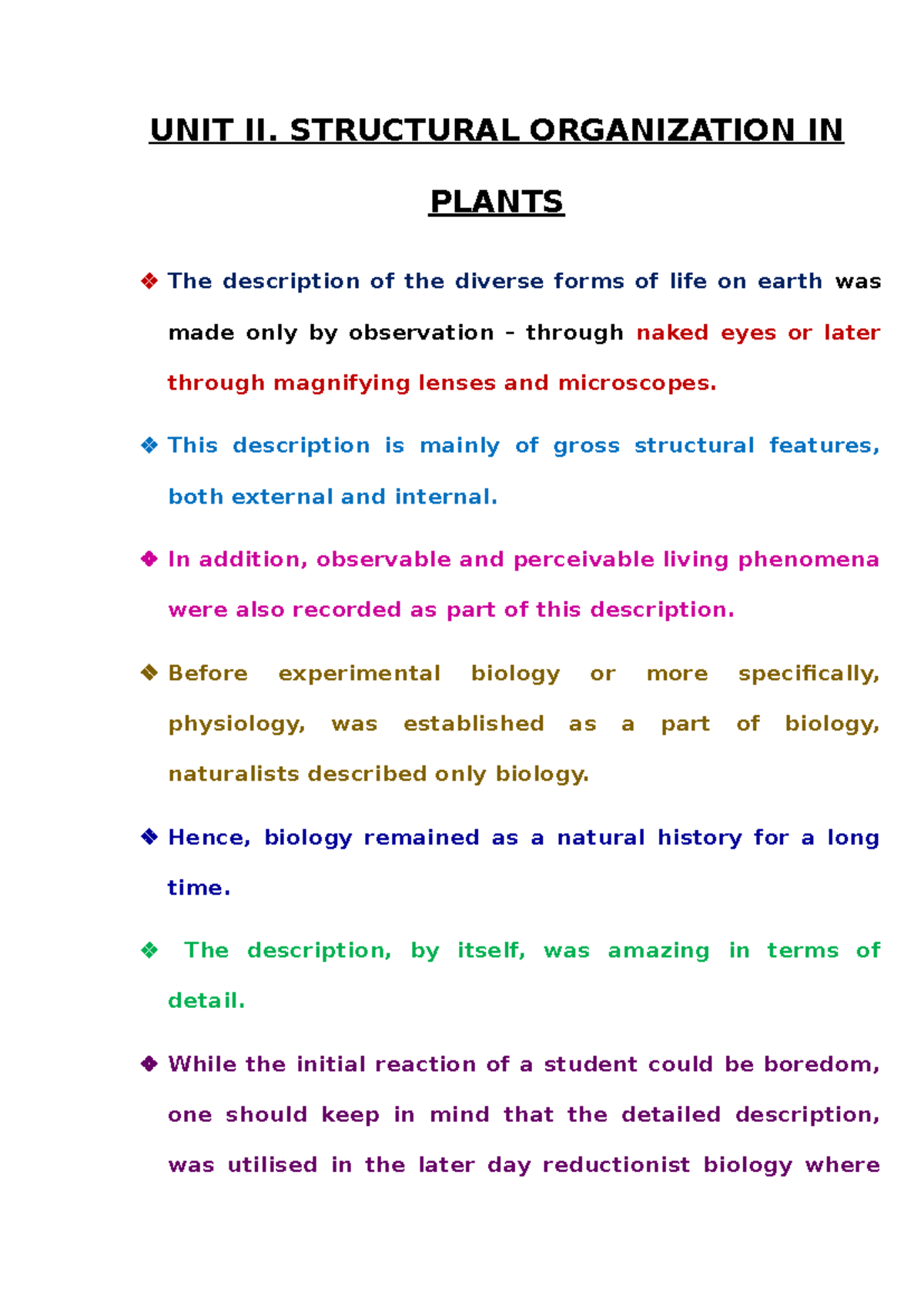 UNIT II: Structural Organization in Plants - Overview and Insights ...