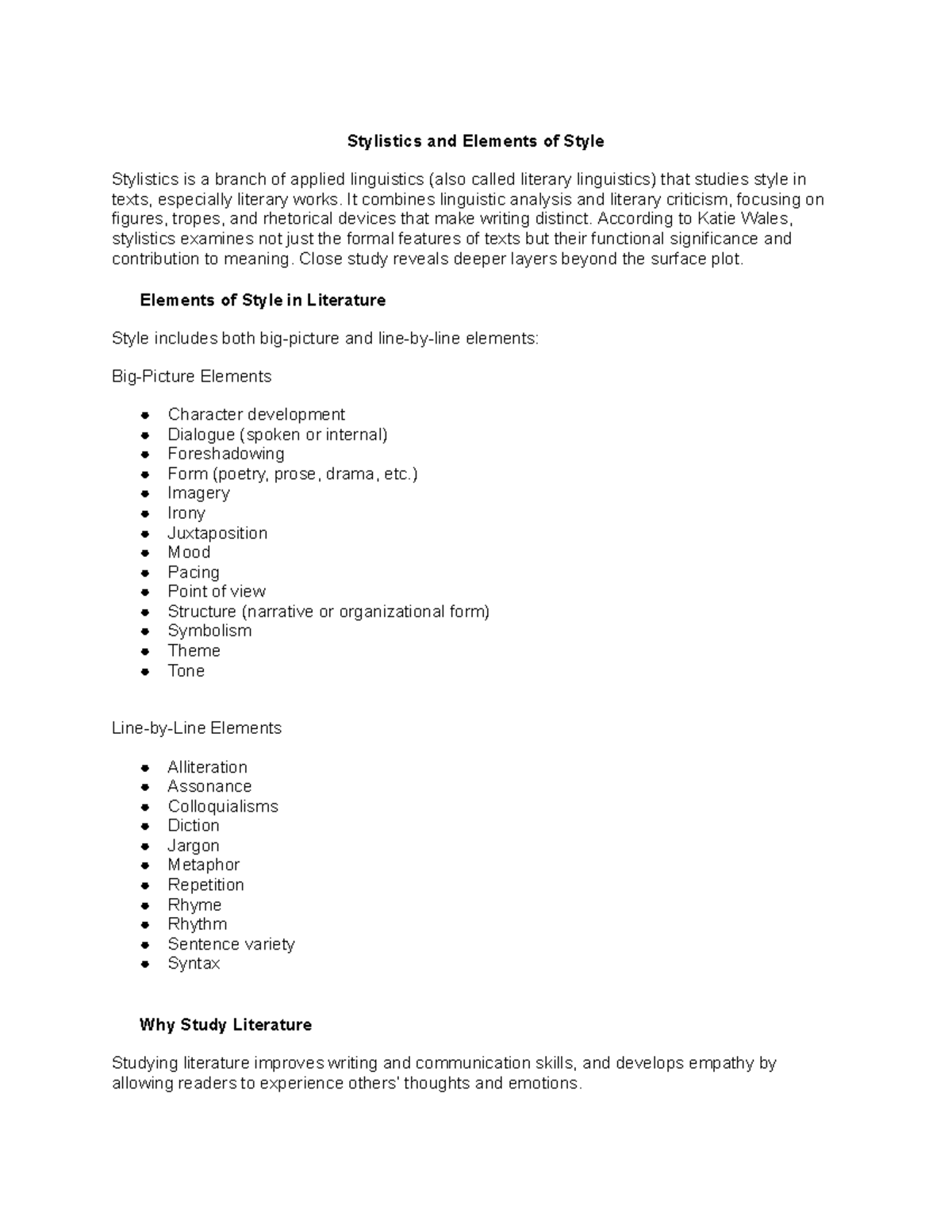 Stylistics and Elements of Style: A Comprehensive Review (ENG 101 ...